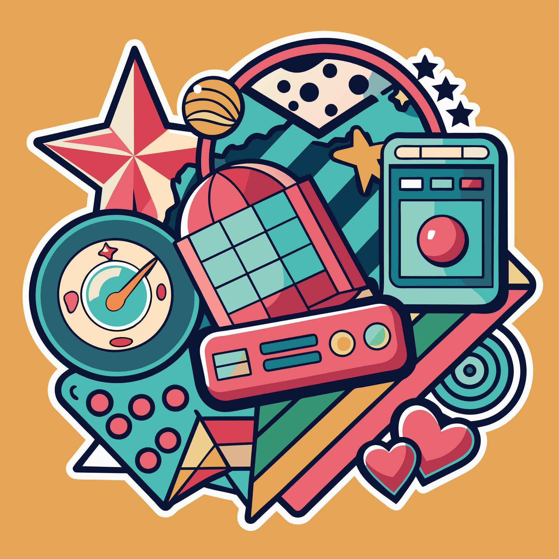 Illustration Of A Cute Trending And Aesthetic Sticker Retro Color