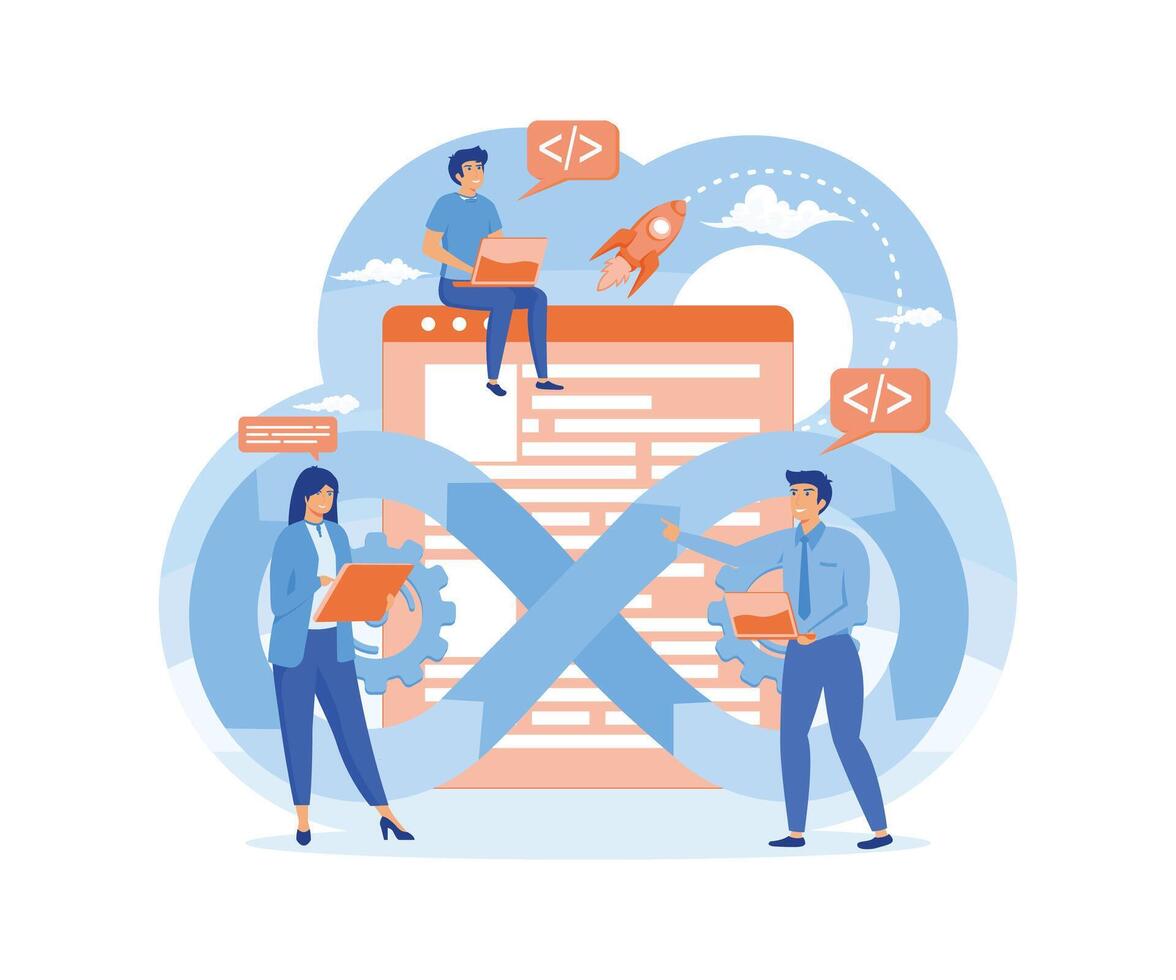 Devops Developers Characters Software Delivery Automation Process
