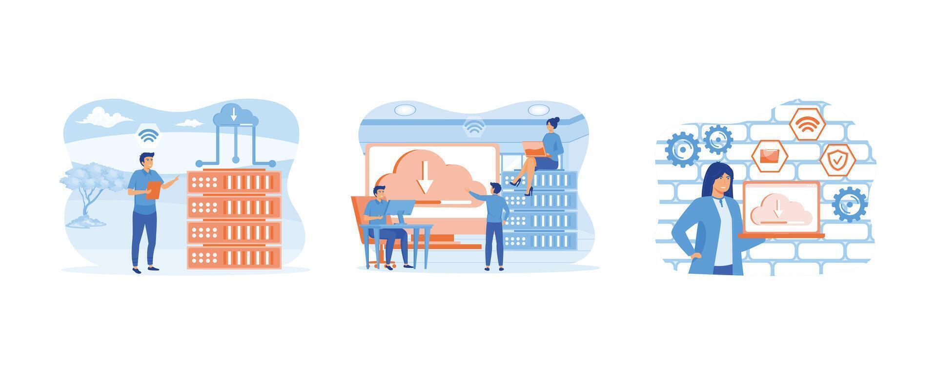 Web hosting concept. Concept of cloud computing, online database, technology. Concept online ...