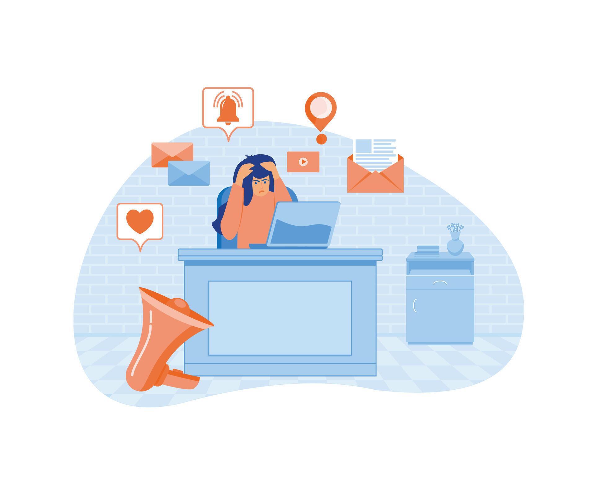 Digital overload concept. Overcome overload, employee psychological ...