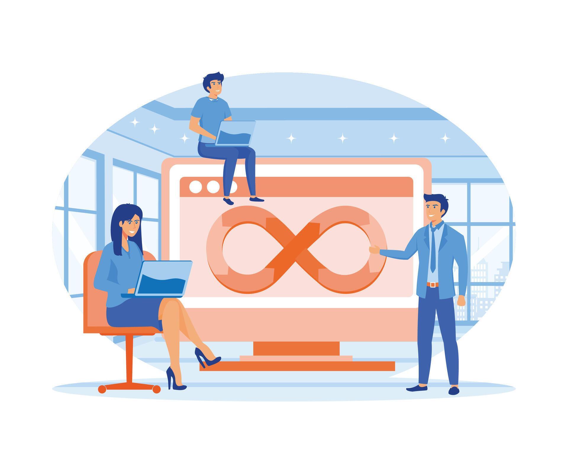 Devops Developer Concept Technical Support Teams Work Together To Build Software Engineering