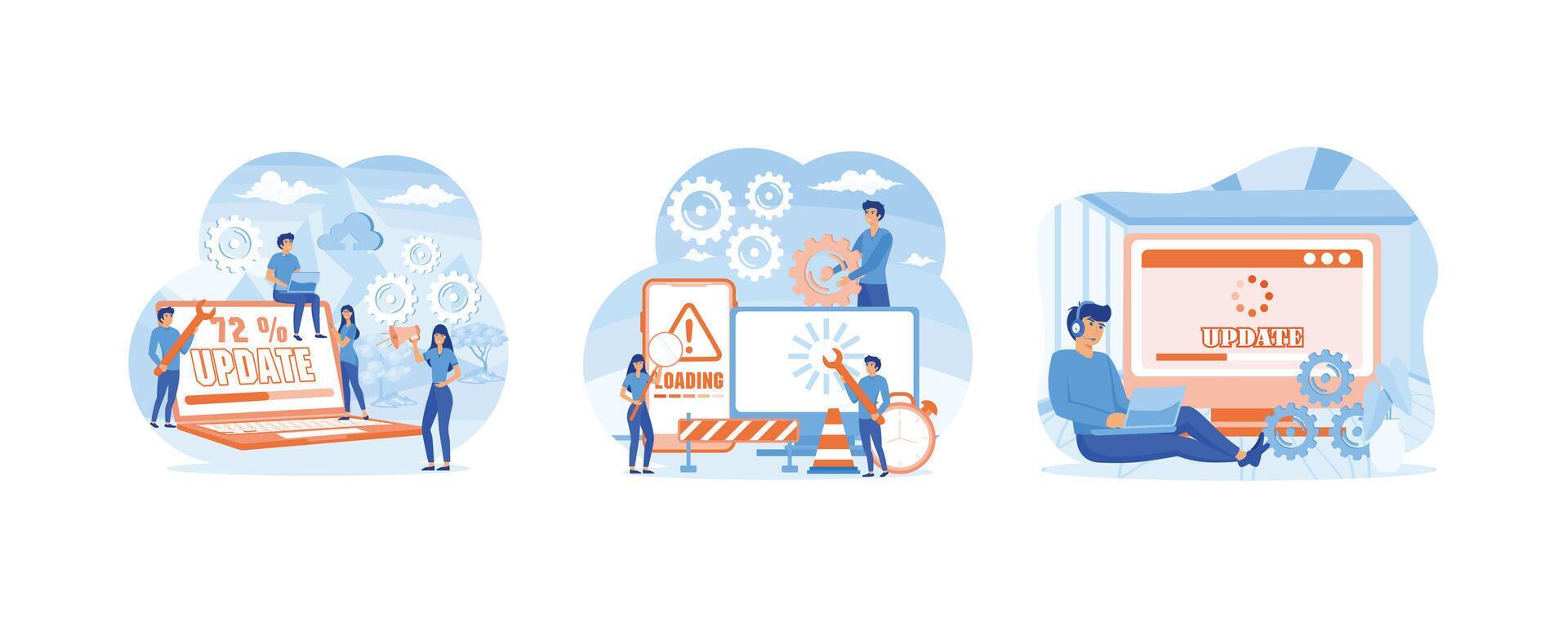 System Updates With People Updating Operation In Computing And Installation Programs Technical