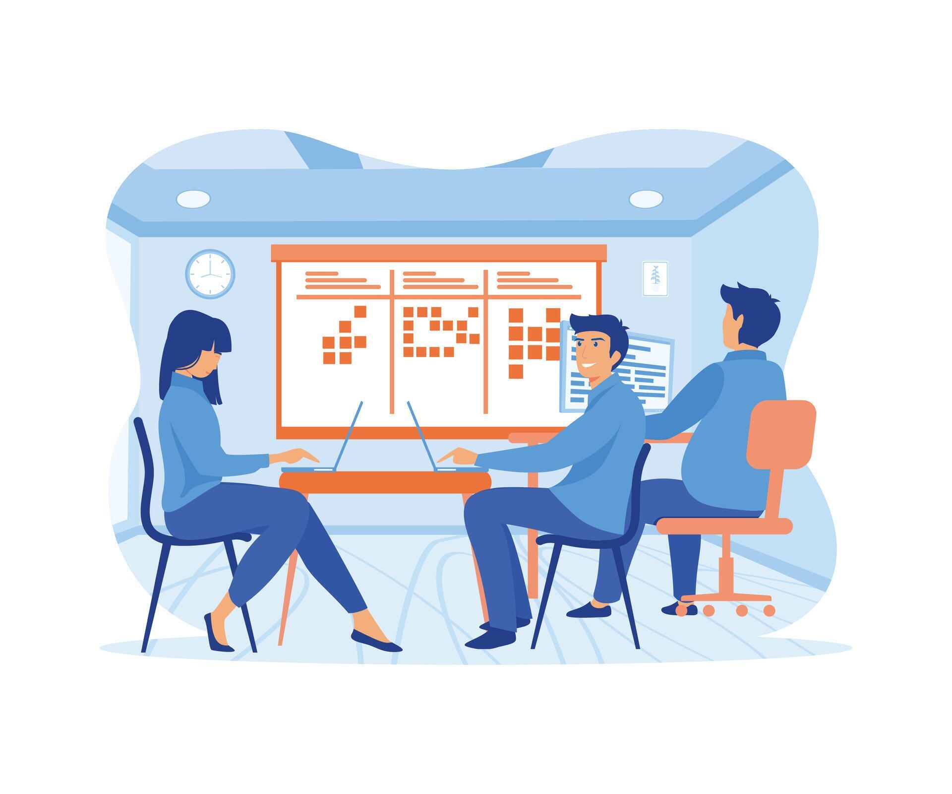Agile business team of programmer working and make some planning on the ... Agile business team of programmer working and make some planning on the ...