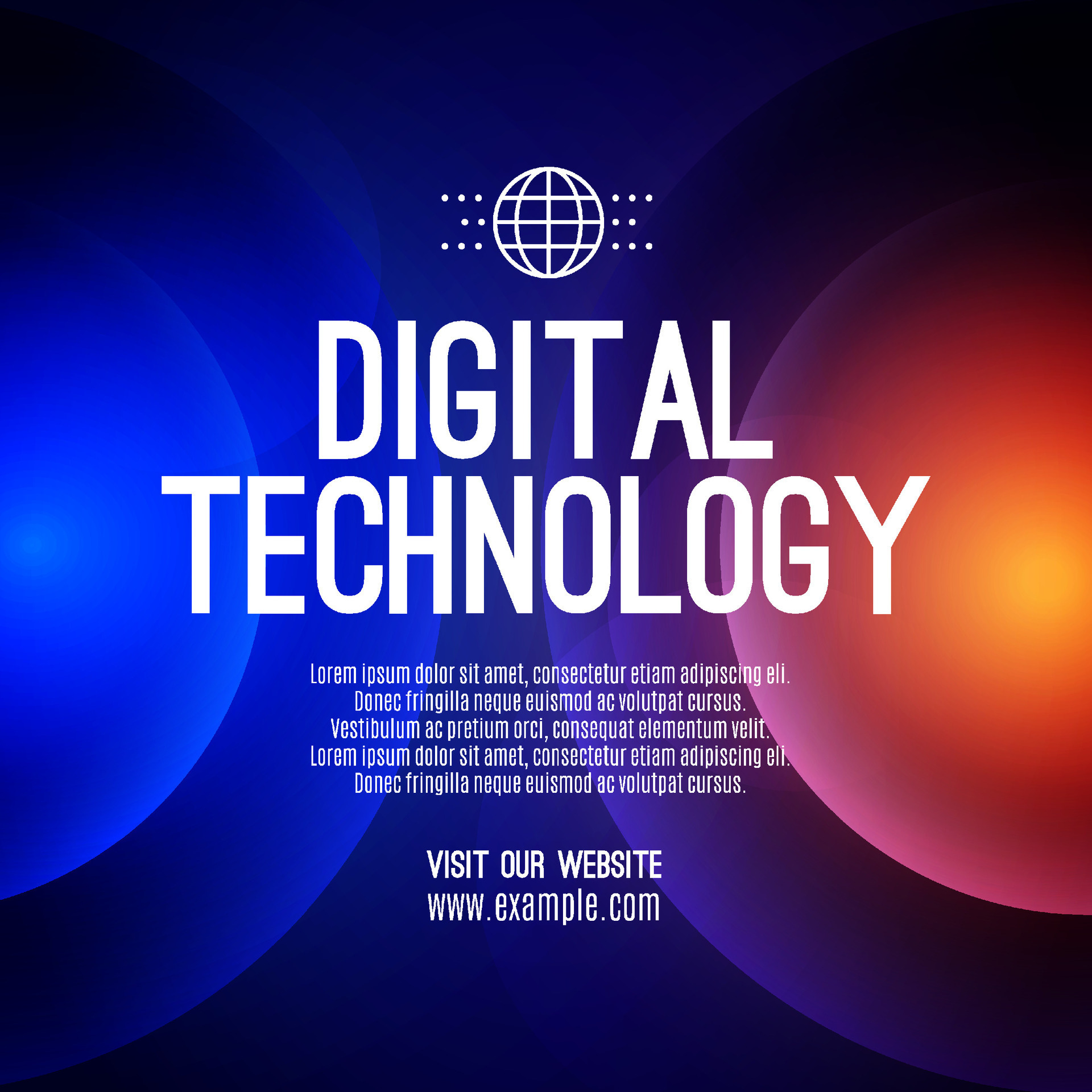 Digital technology social post banner sale template orange blue ...