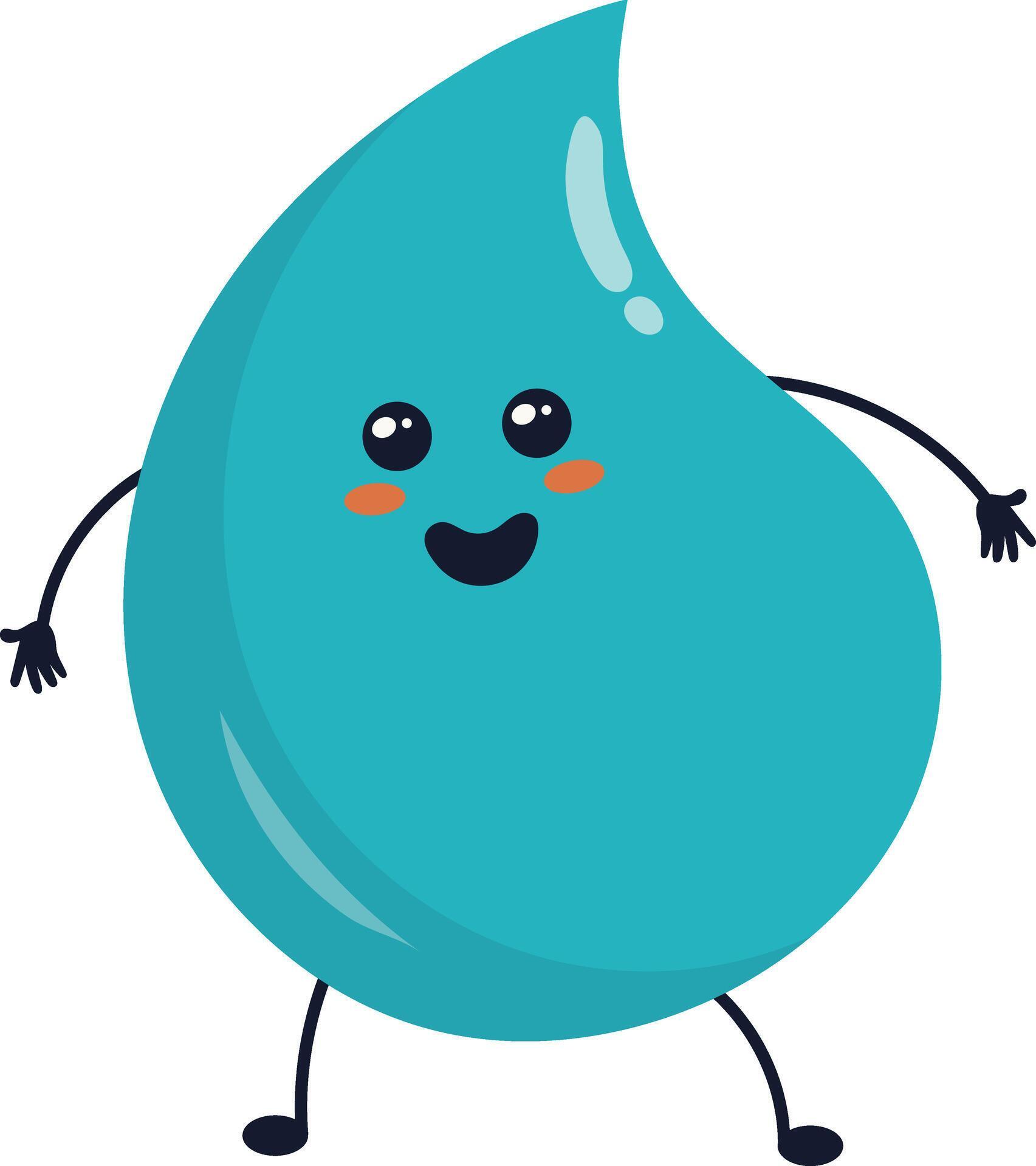 Cute Cartoon Water Drop Character Illustration On White Background