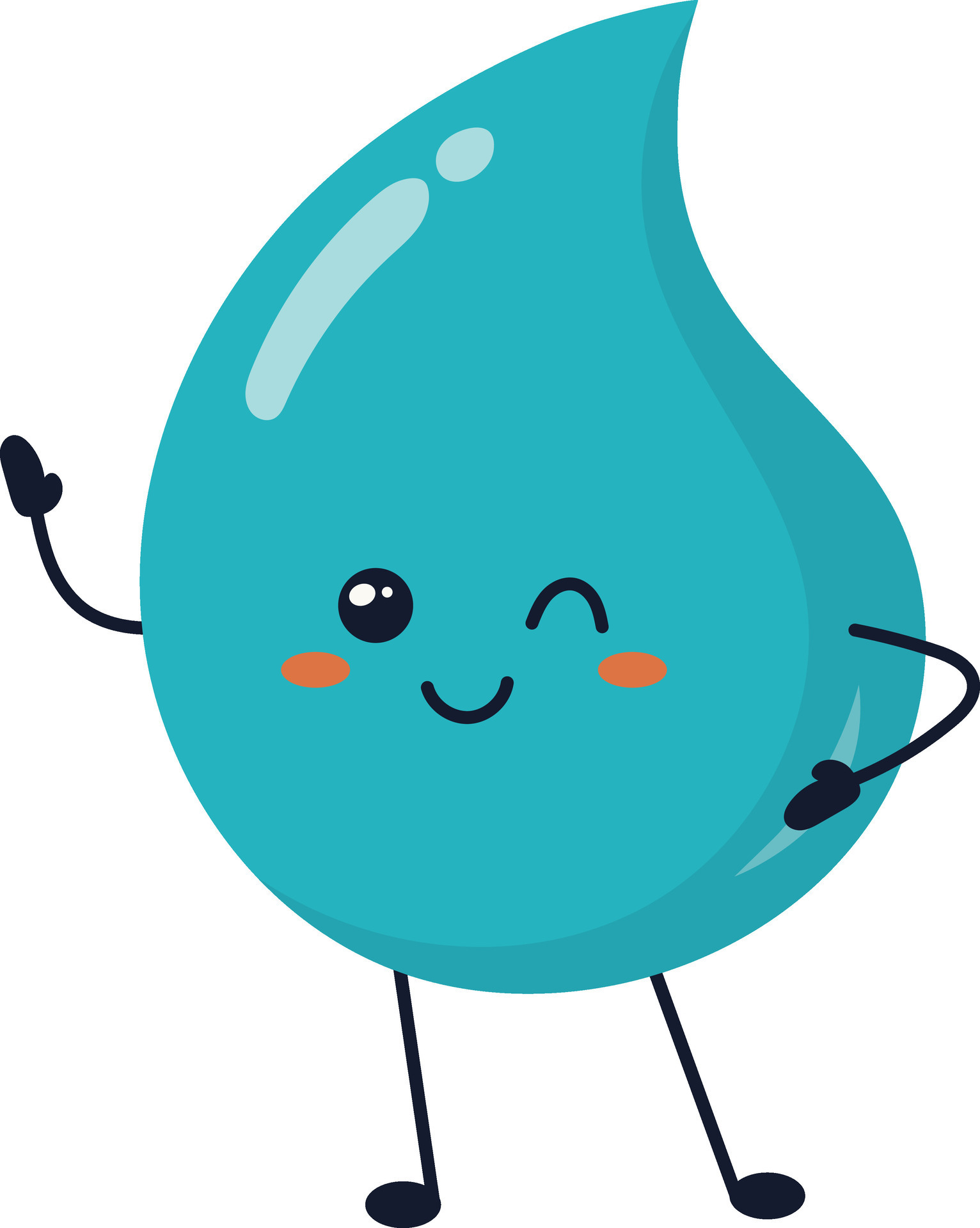 Cute Cartoon Water Drop Character Illustration On White Background