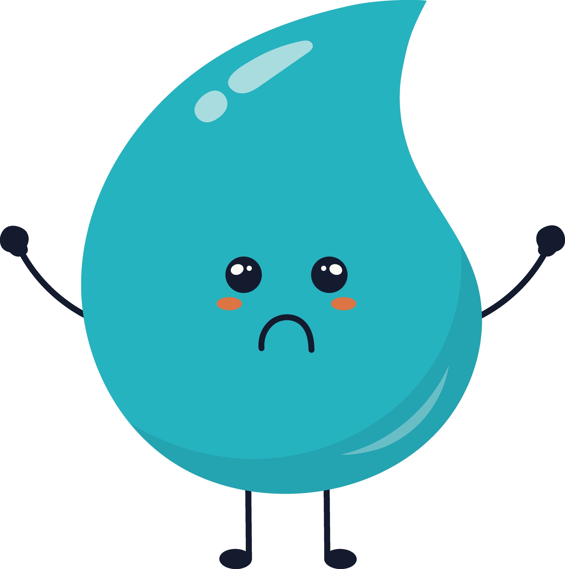 Cute Cartoon Water Drop Character Illustration On White Background