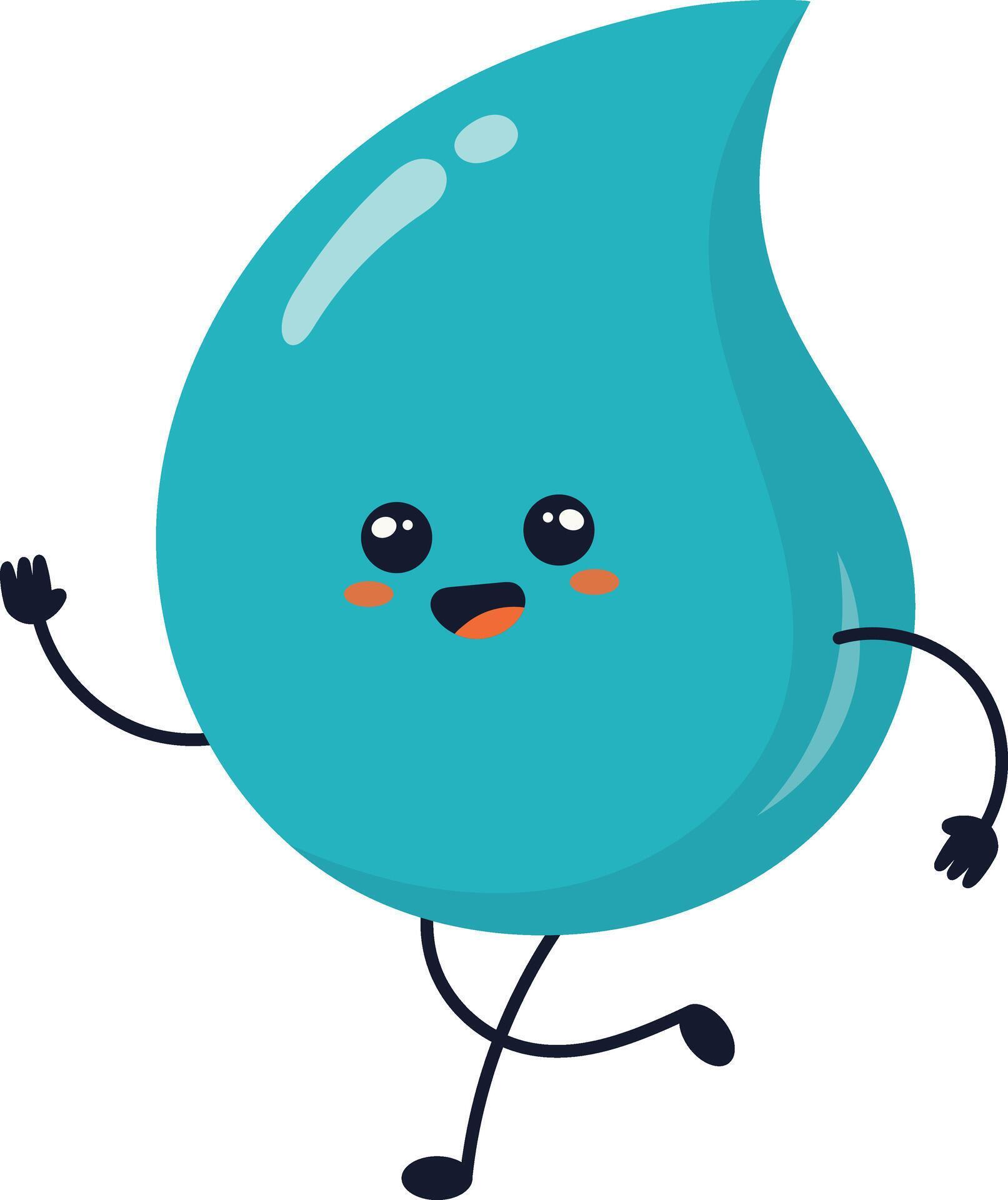 Cute Cartoon Water Drop Character Illustration On White Background