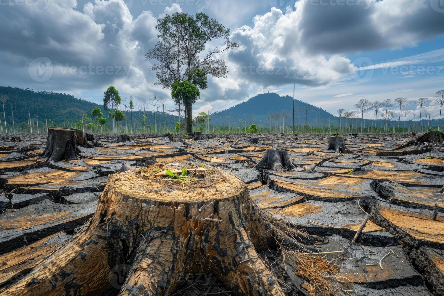 Deforestation Impact. Environmental Destruction in Borneo Rainforest ...