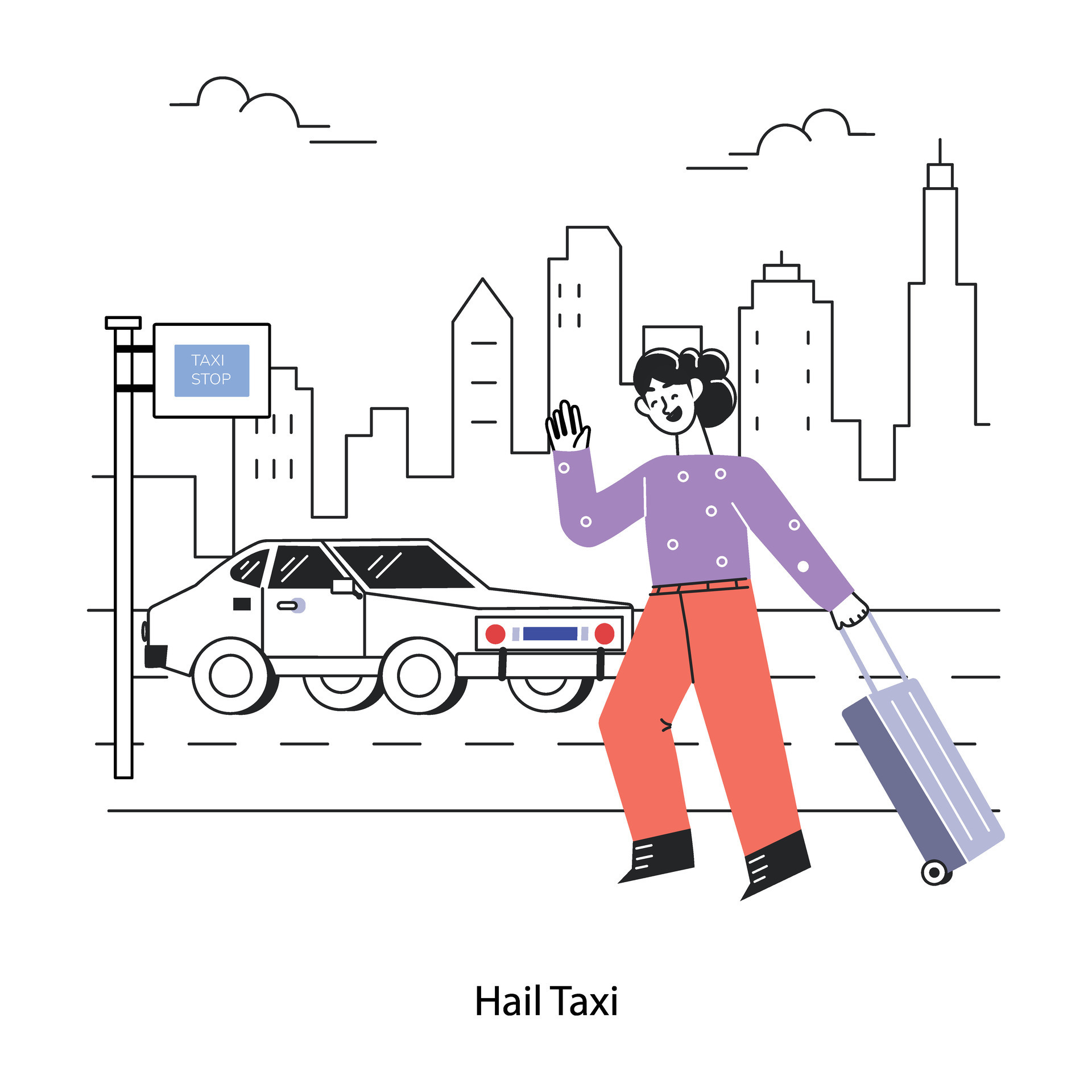 Trendy Hail Taxi 45352424 Vector Art at Vecteezy