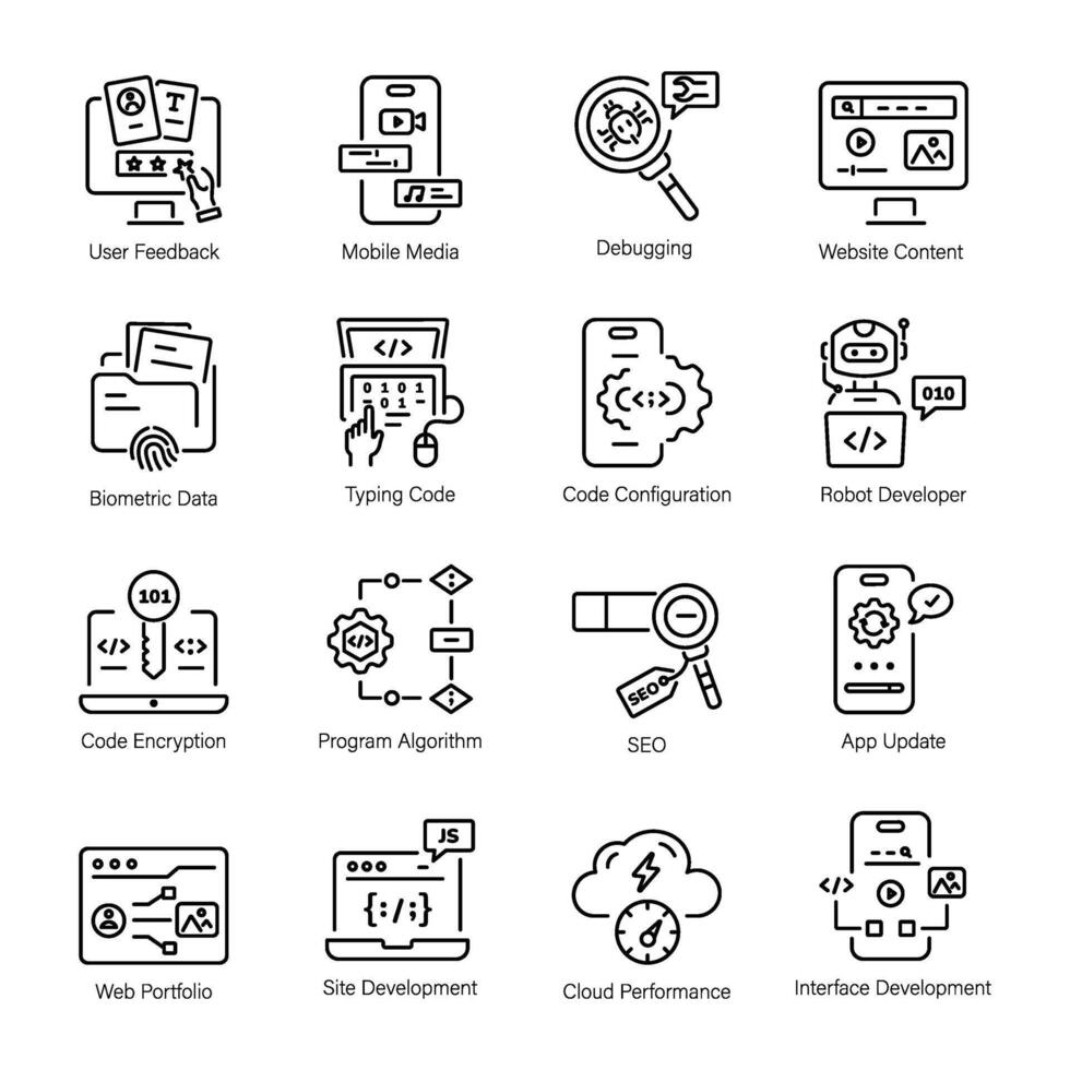 paquete de programación servicios lineal íconos 45352508 Vector en Vecteezy