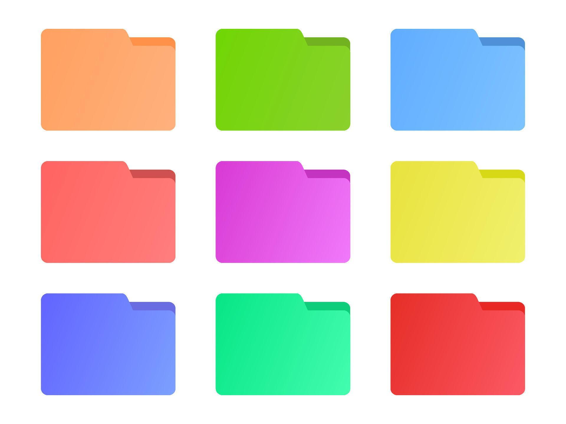 Colourful folder icon collection for web app, mobile app, or website in ...