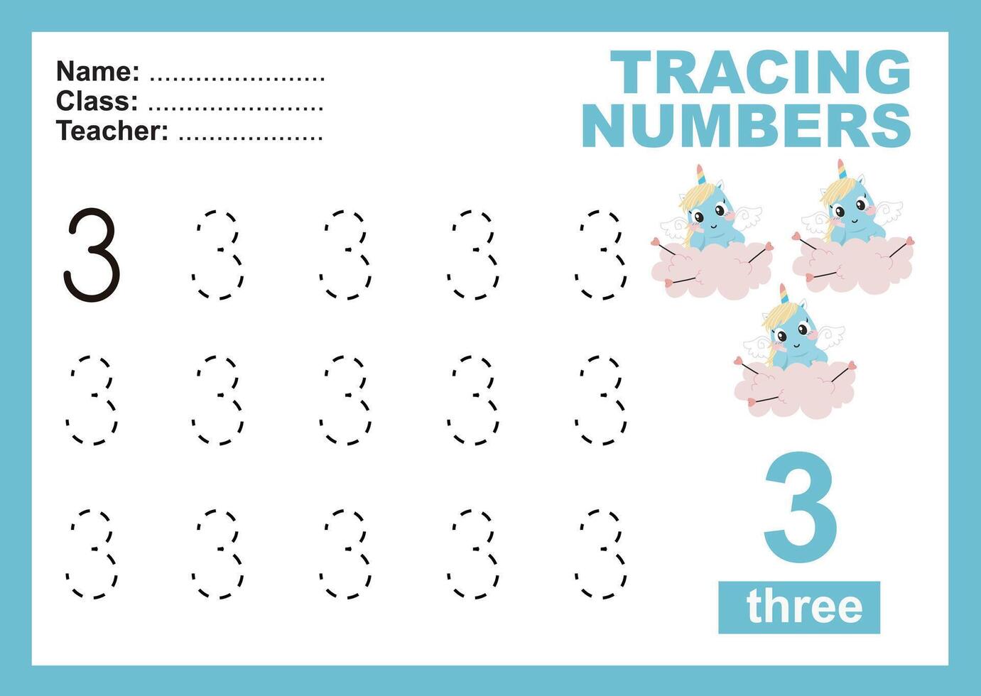 Tracing the Numbers. Tracing activity for children. Learning about ...