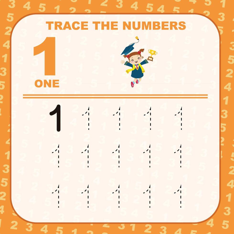 Tracing the Numbers. Tracing activity for children. Learning about ...