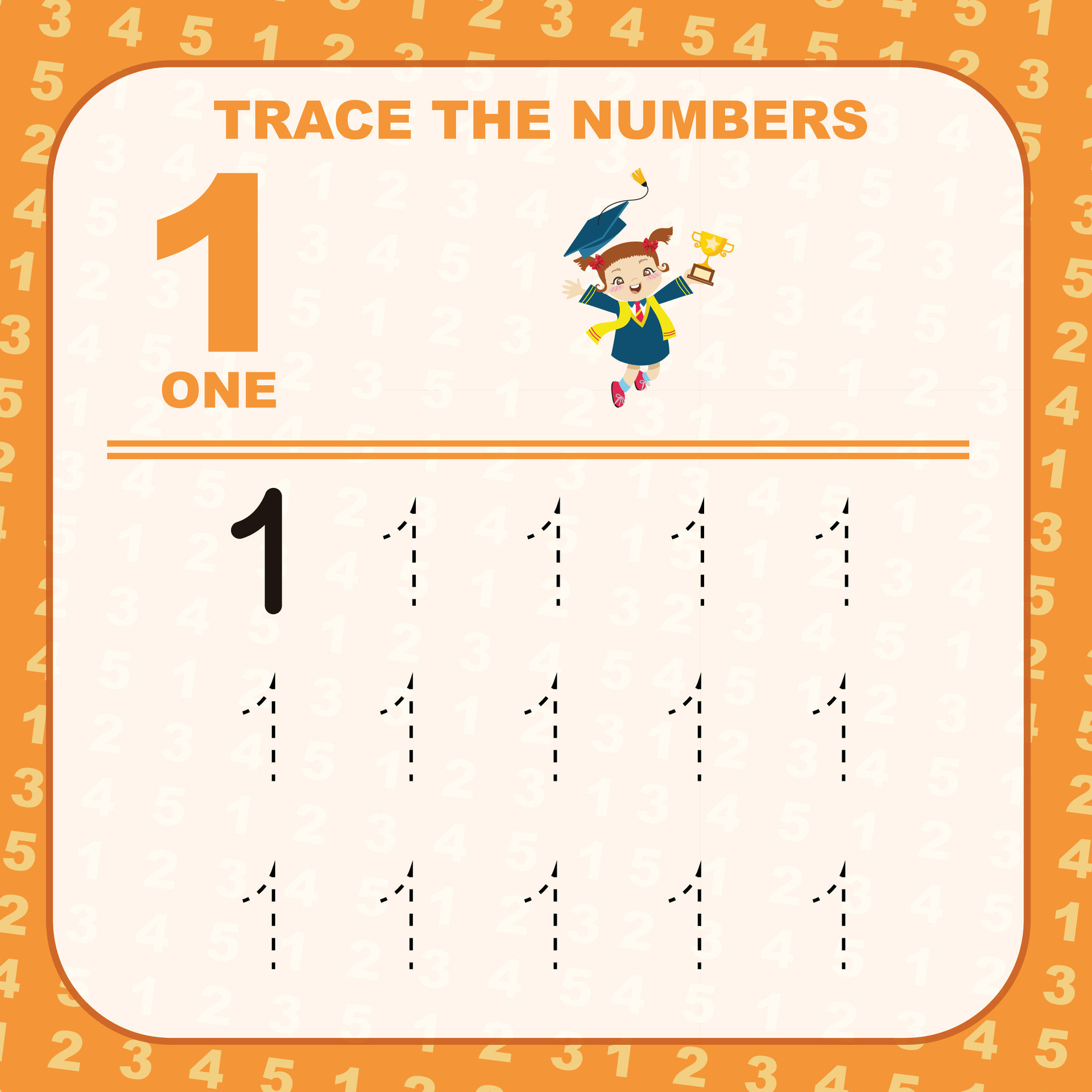 Tracing the Numbers. Tracing activity for children. Learning about ...