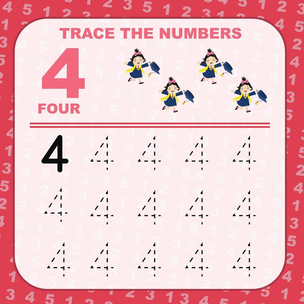 Tracing the Numbers. Tracing activity for children. Learning about ...