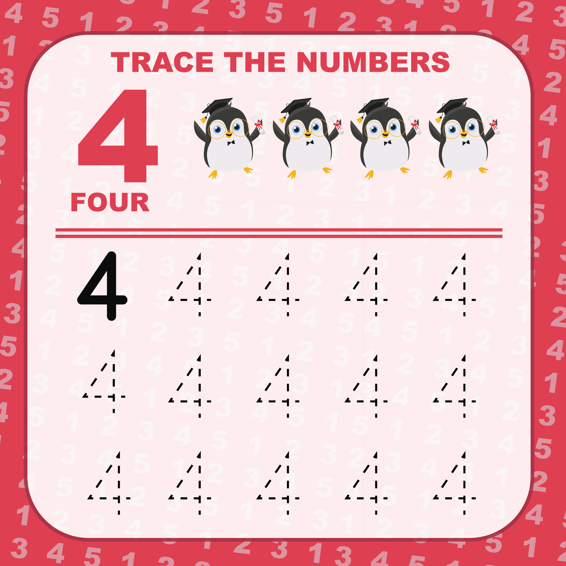 Tracing the Numbers. Tracing activity for children. Learning about ...