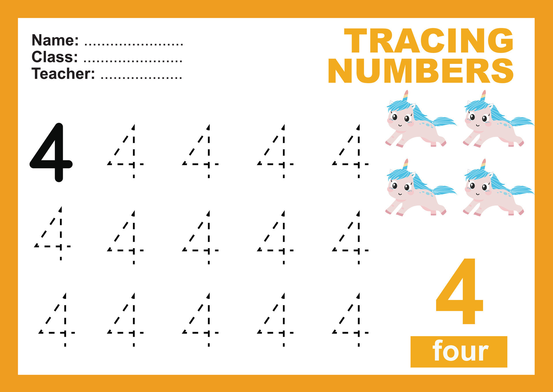 Tracing the Numbers. Tracing activity for children. Learning about ...
