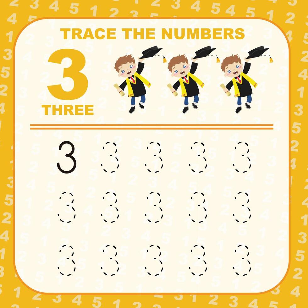Tracing the Numbers. Tracing activity for children. Learning about ...