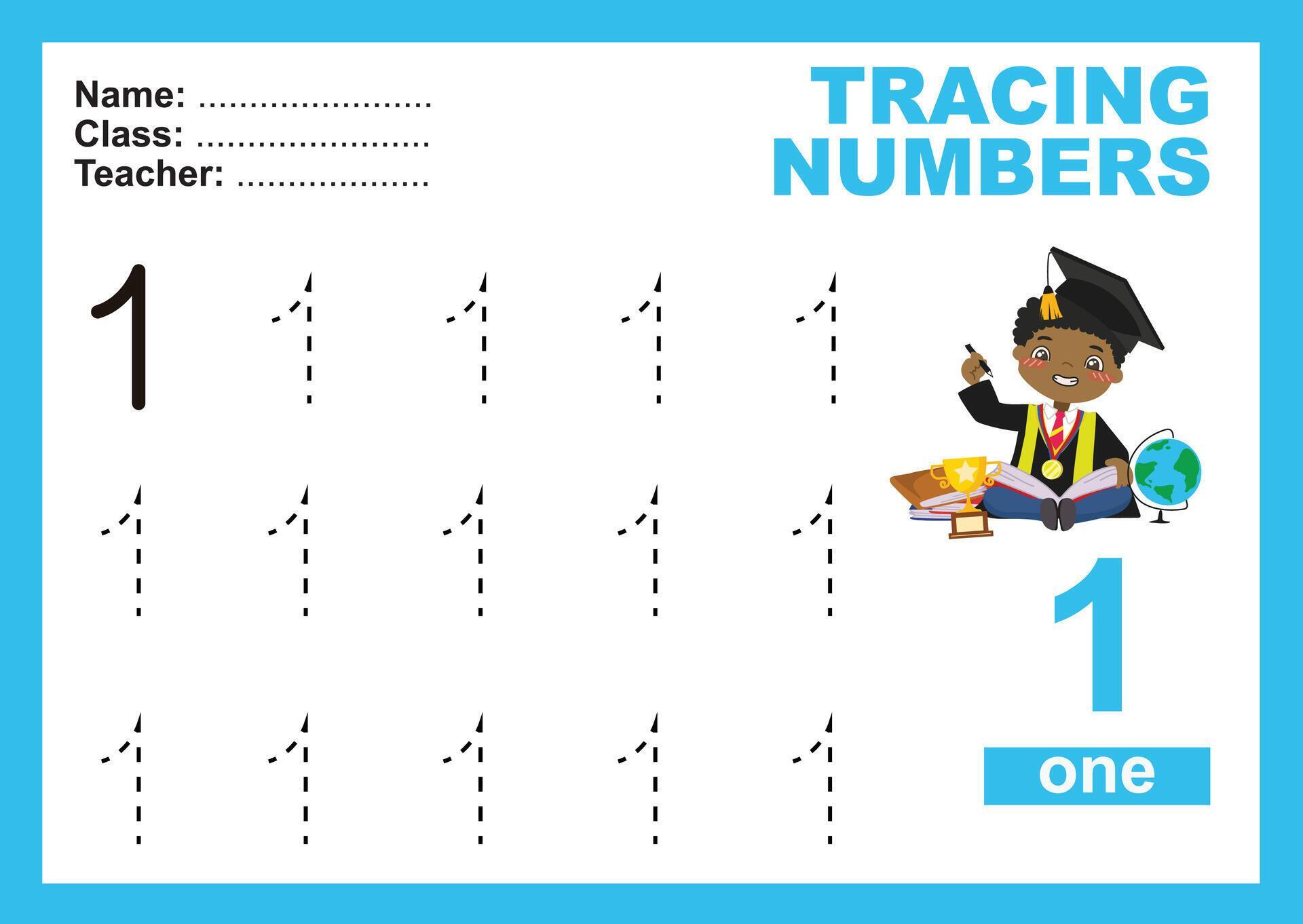 Tracing the Numbers. Tracing activity for children. Learning about ...
