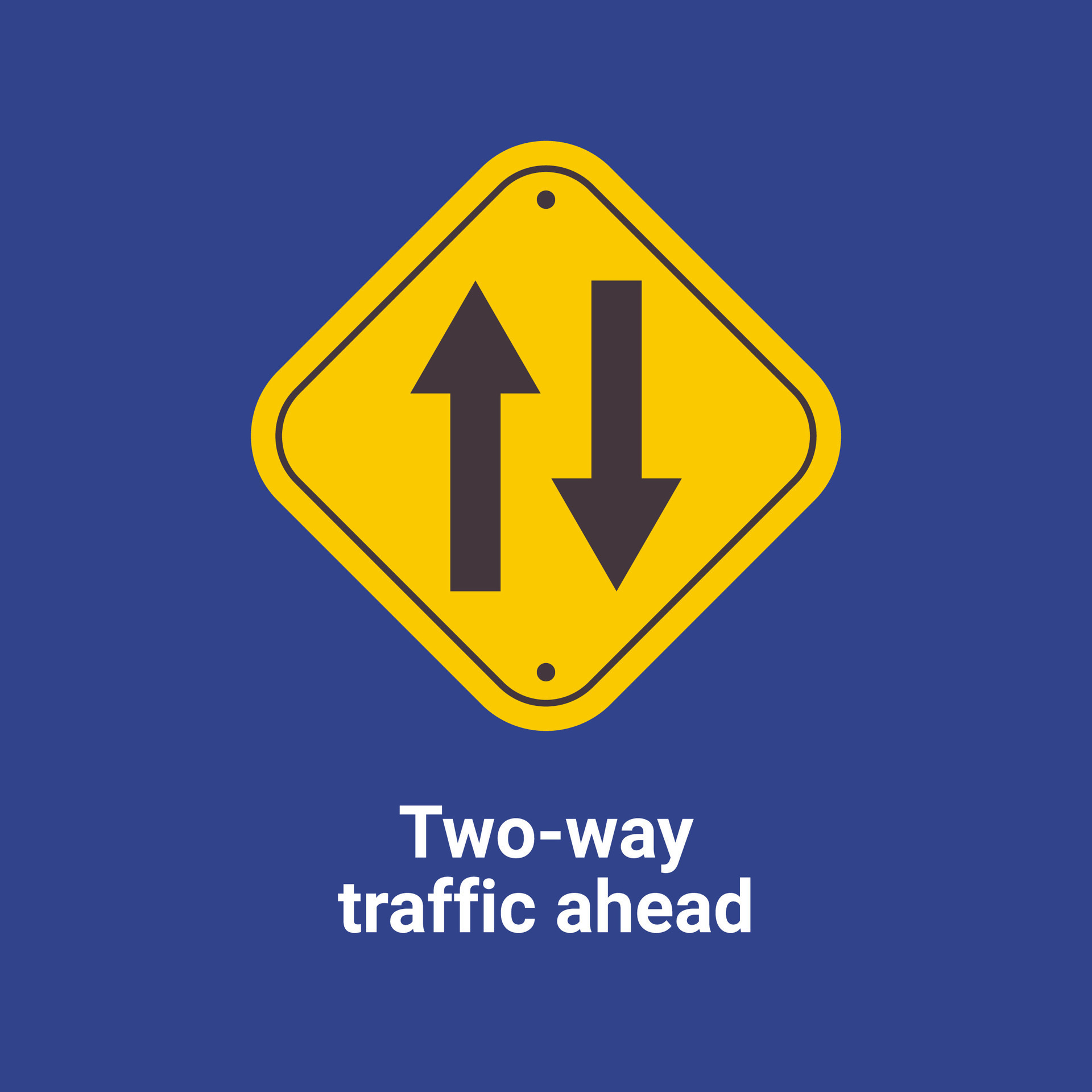 Warning Traffic Signs, Two-way traffic ahead 45368033 Vector Art at ...