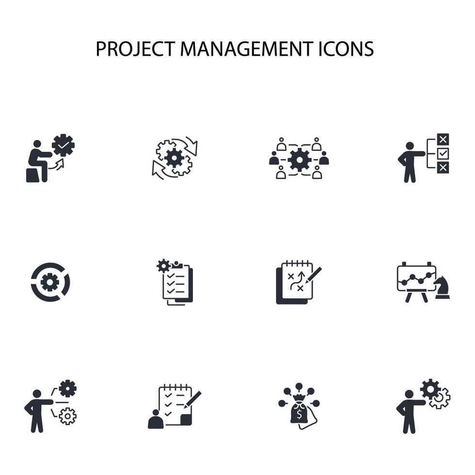 Project Management icon set..Editable stroke.linear style sign for use ...