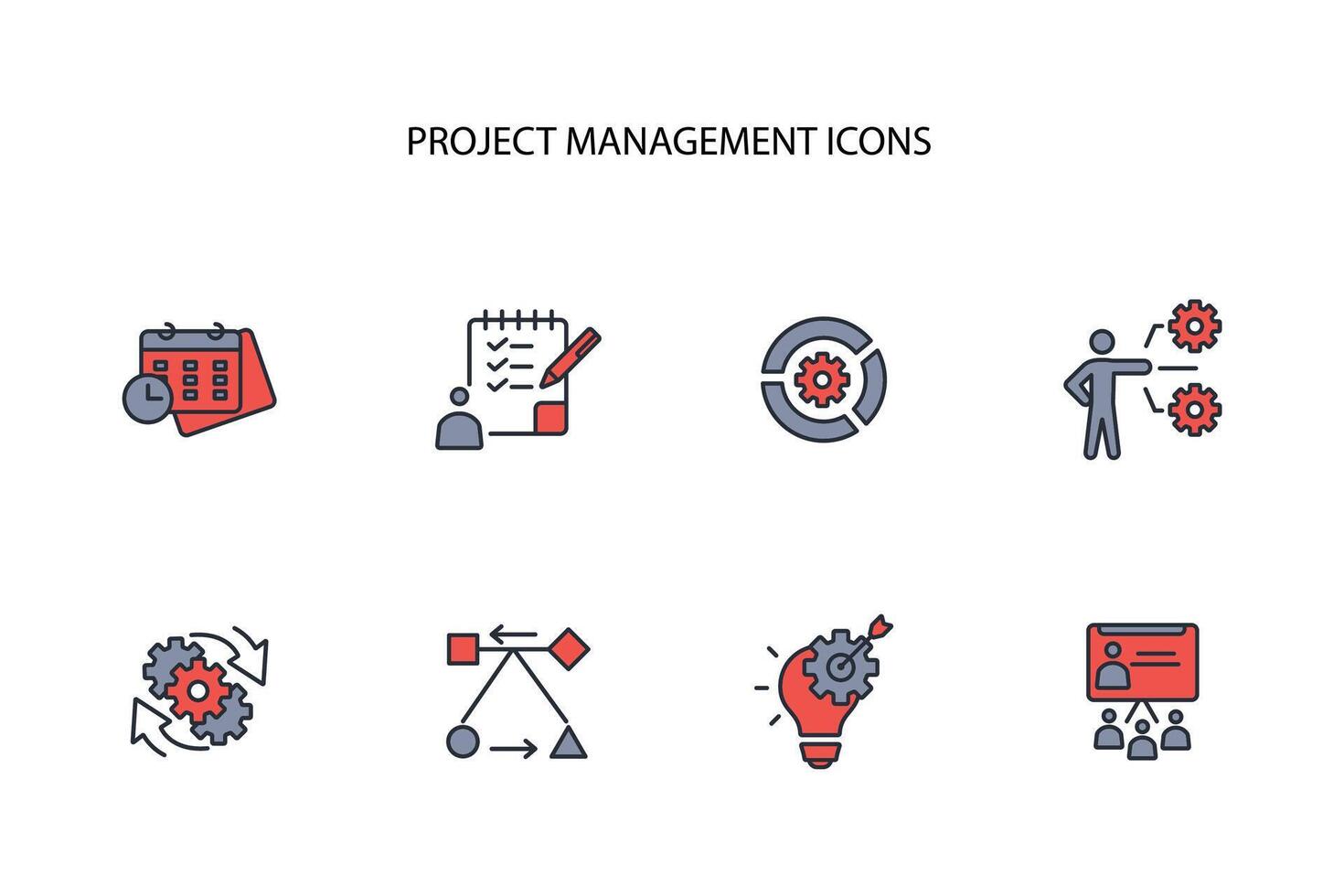 Project Management icon set..Editable stroke.linear style sign for use ...