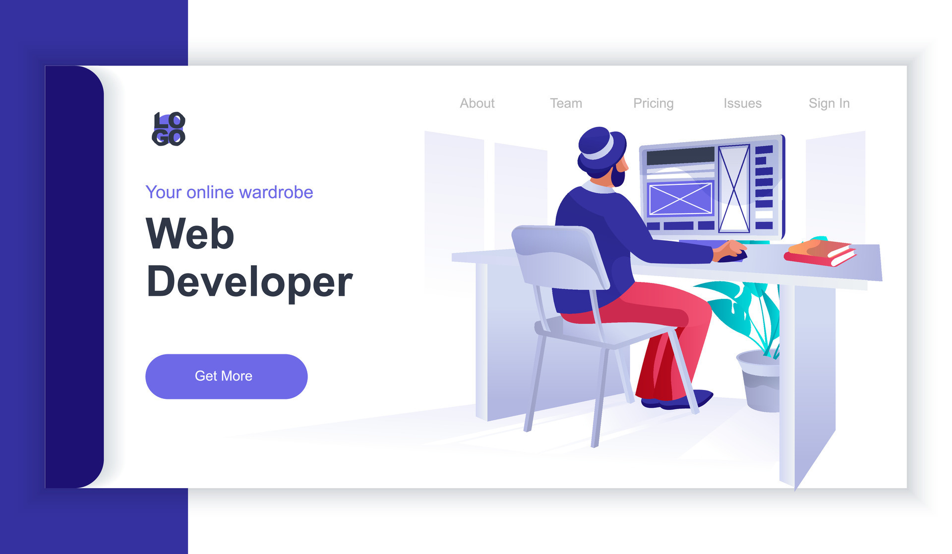 Web developer concept 3d isometric web banner with people scene. Man ...
