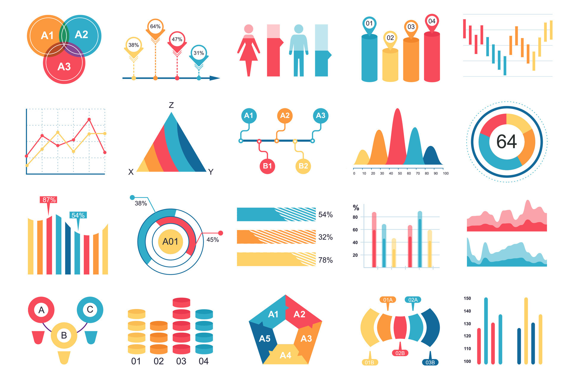 Set of infographic elements data visualization design template with ...