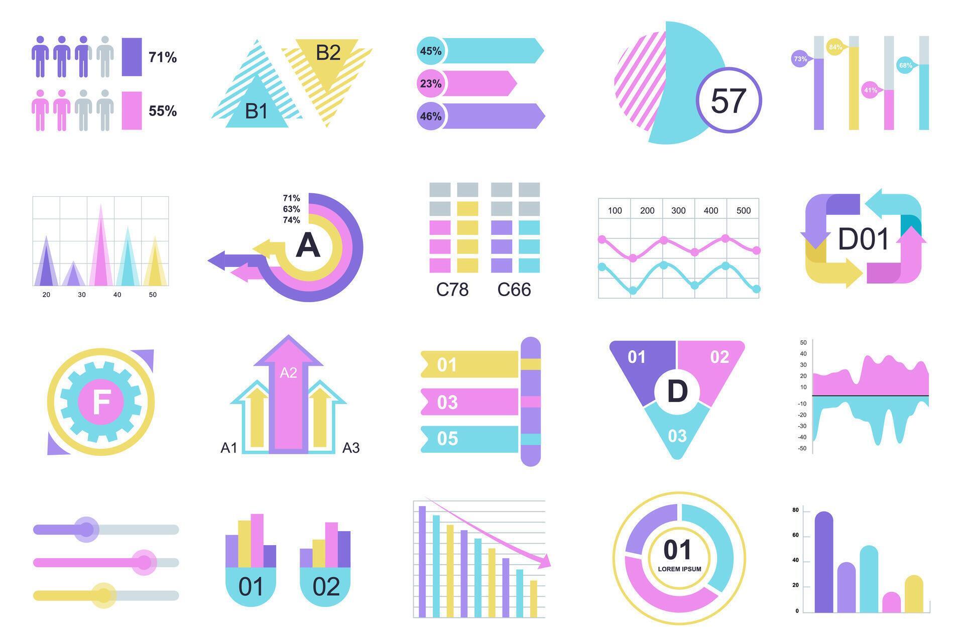 Set of infographic elements data visualization design template with ...