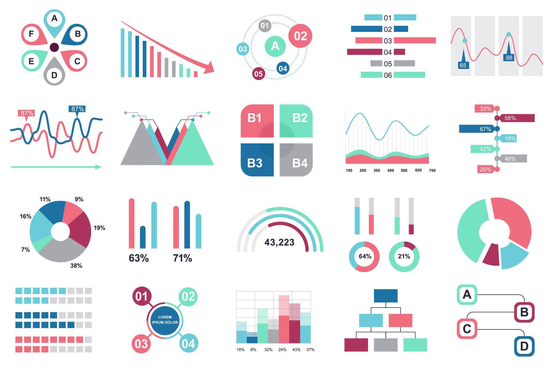 Set of infographic elements data visualization design template with ...