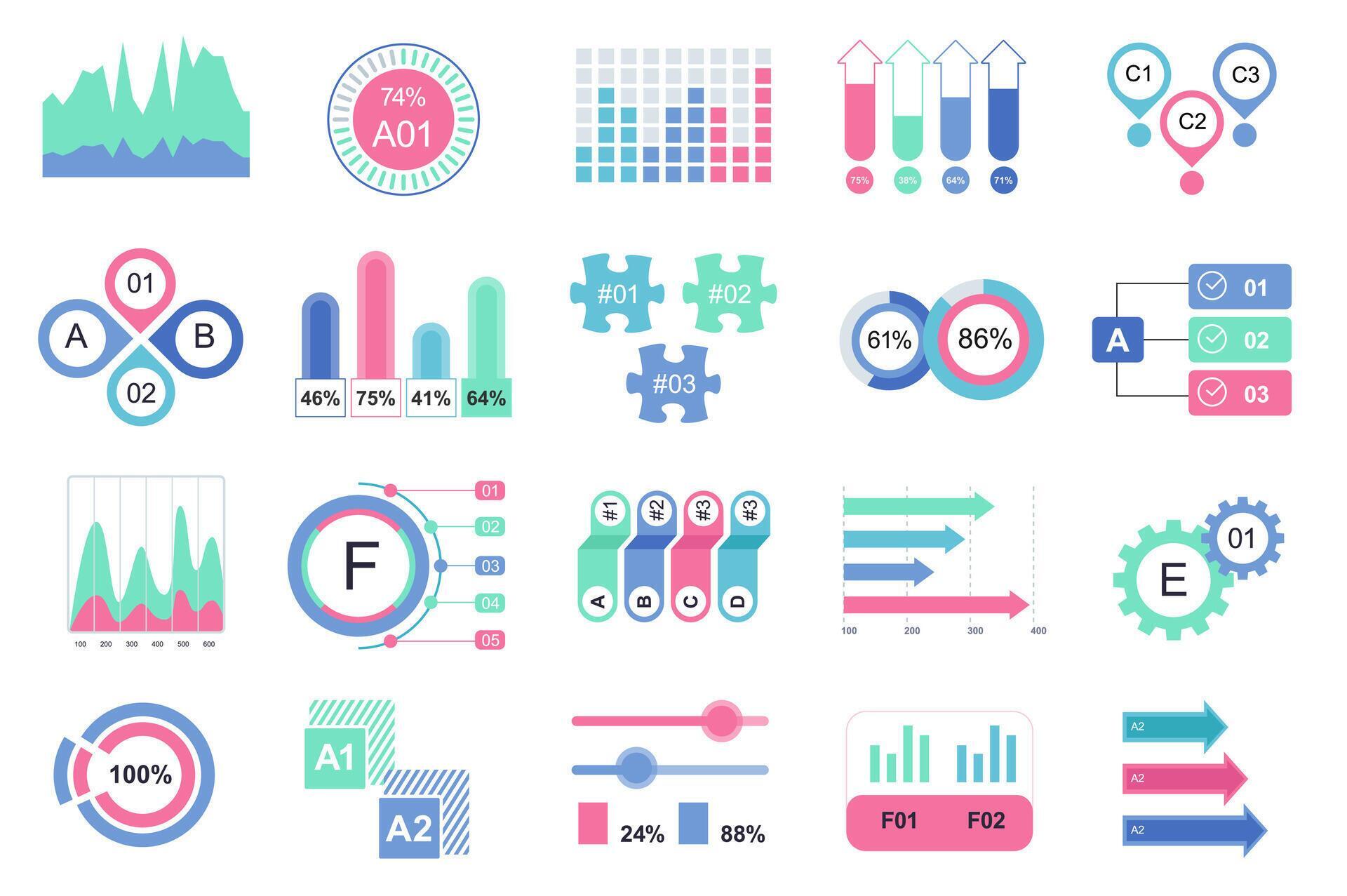 Set of infographic elements data visualization design template with ...