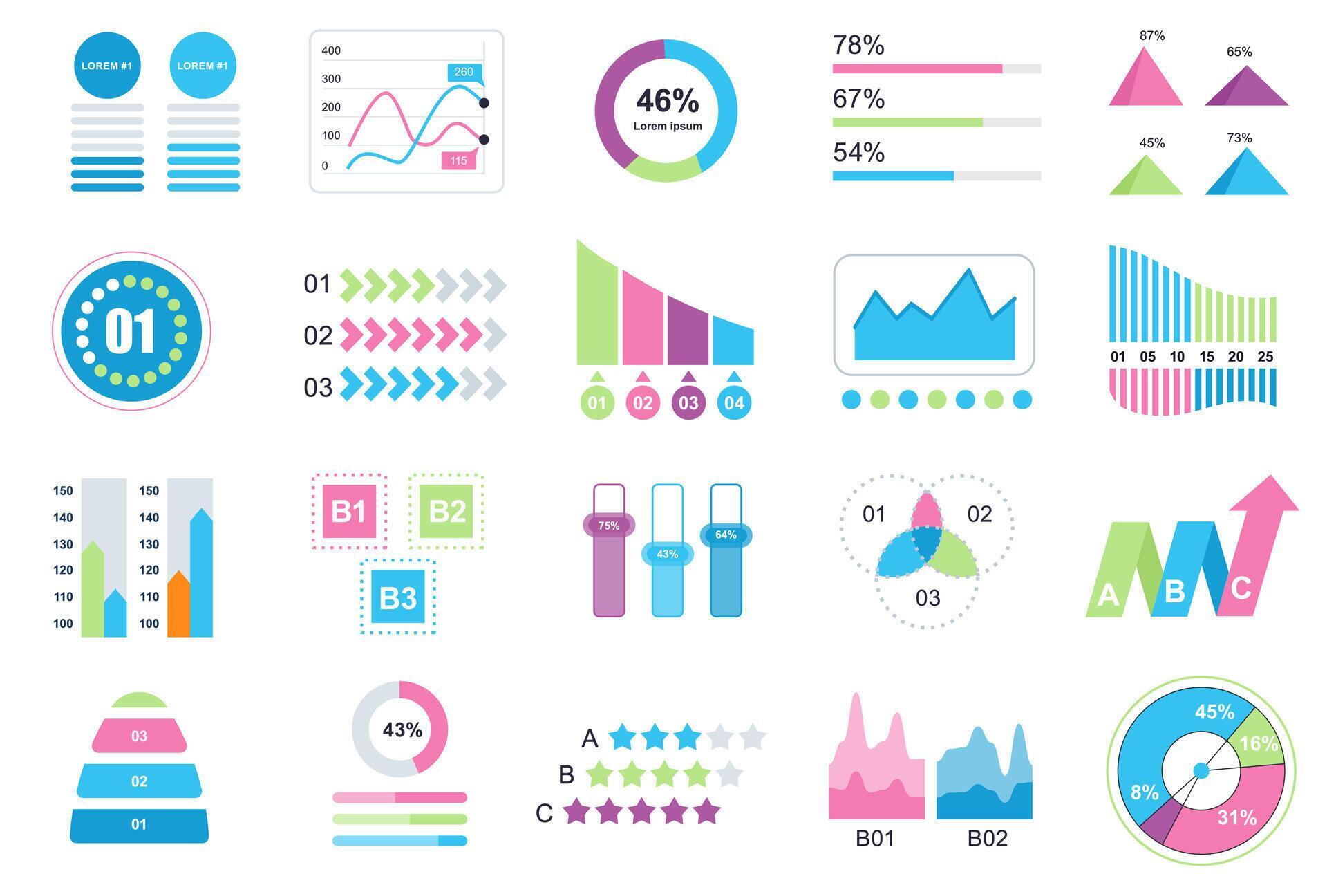 Set of infographic elements data visualization design template with ...