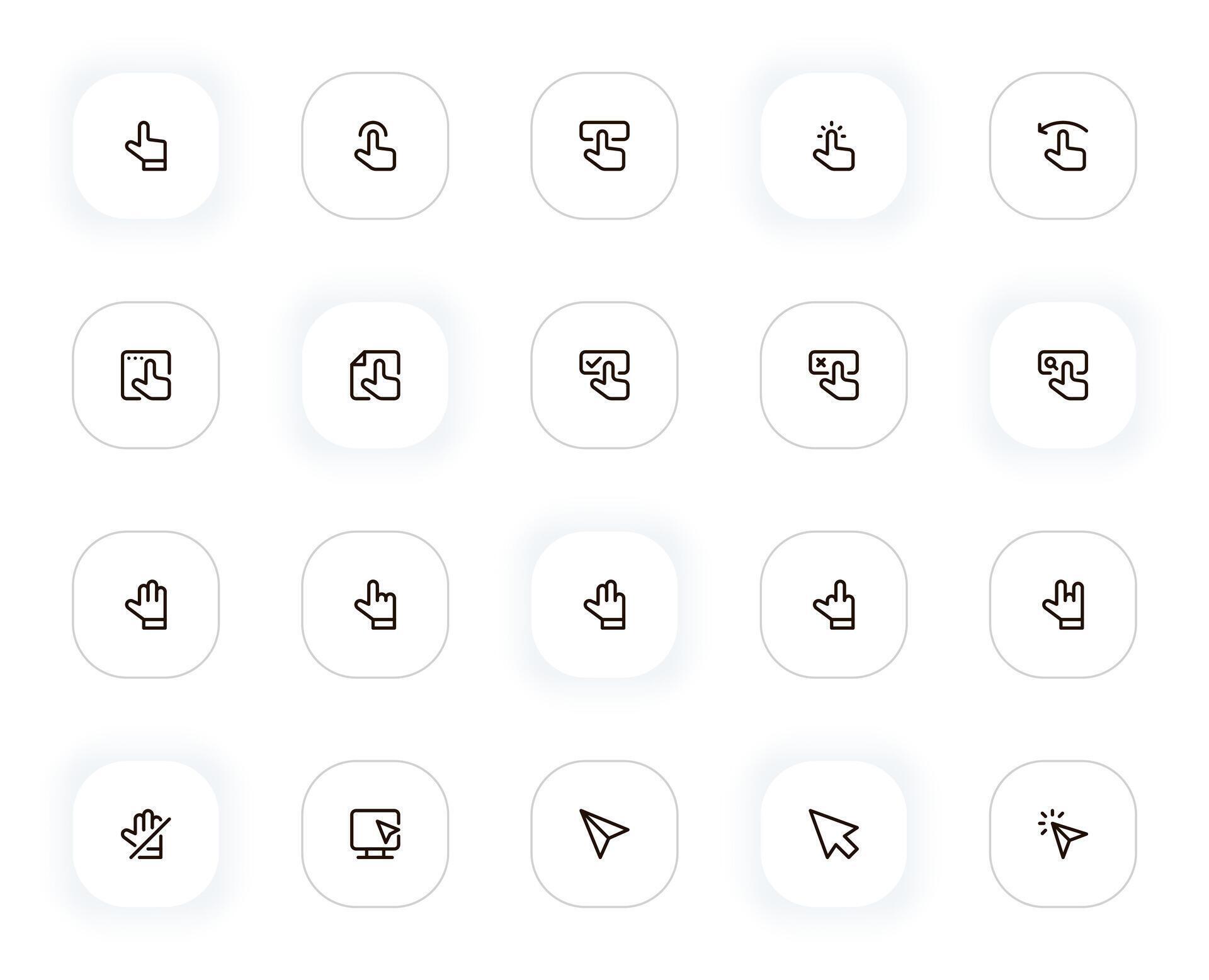 Cursors And Select Hands Line Icons Set Computer Mouse Pointer Arrows Click Confirm Cancel