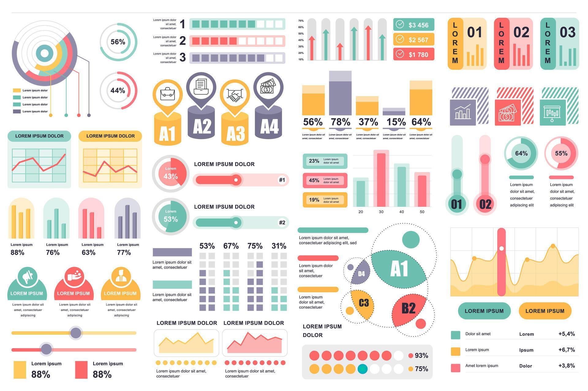 Bundle infographic elements data visualization design template. Can be ...