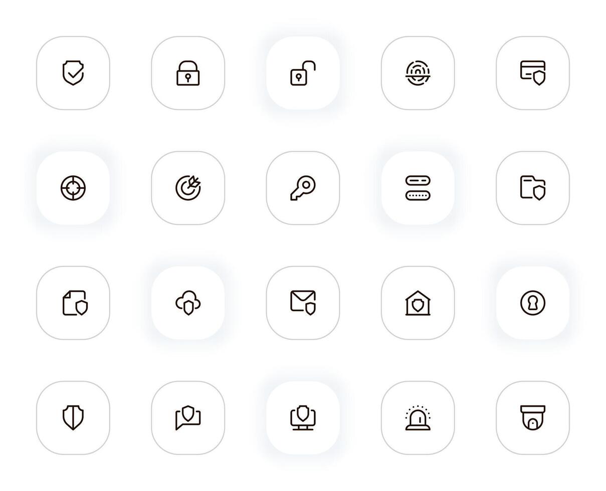 Protection And Security Line Icons Set Shield Padlock Fingerprint Password And Other Buttons