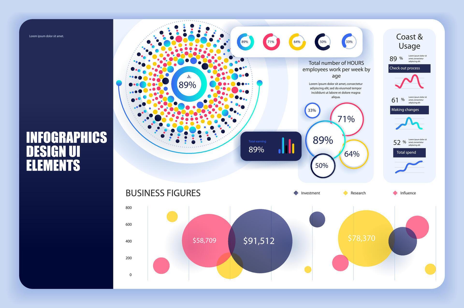 Bundle infographic elements data visualization design template. Can be ...