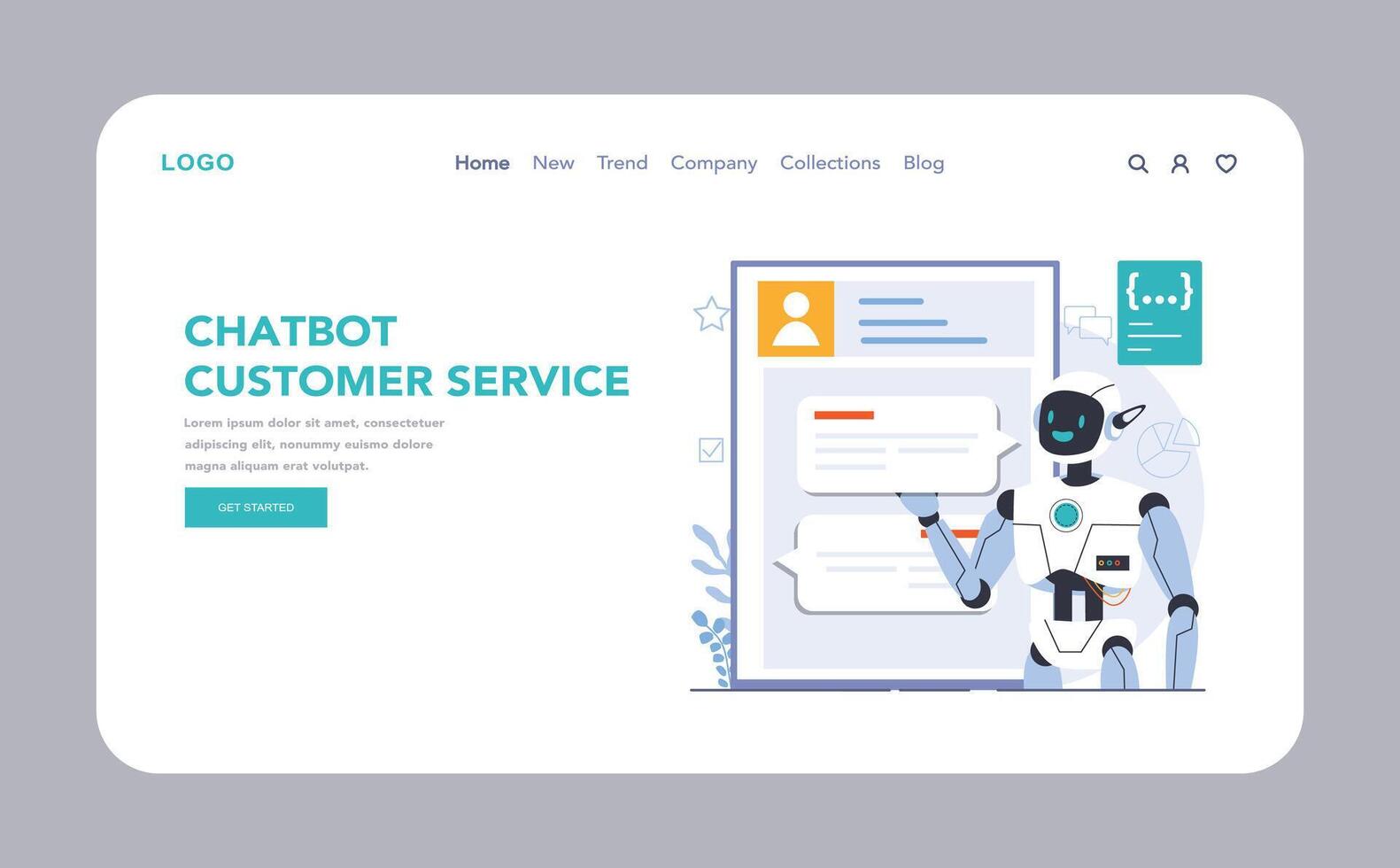 Chat bot web or landing. AI-powered customer service. Online consultation 45374437 Vector Art at ...