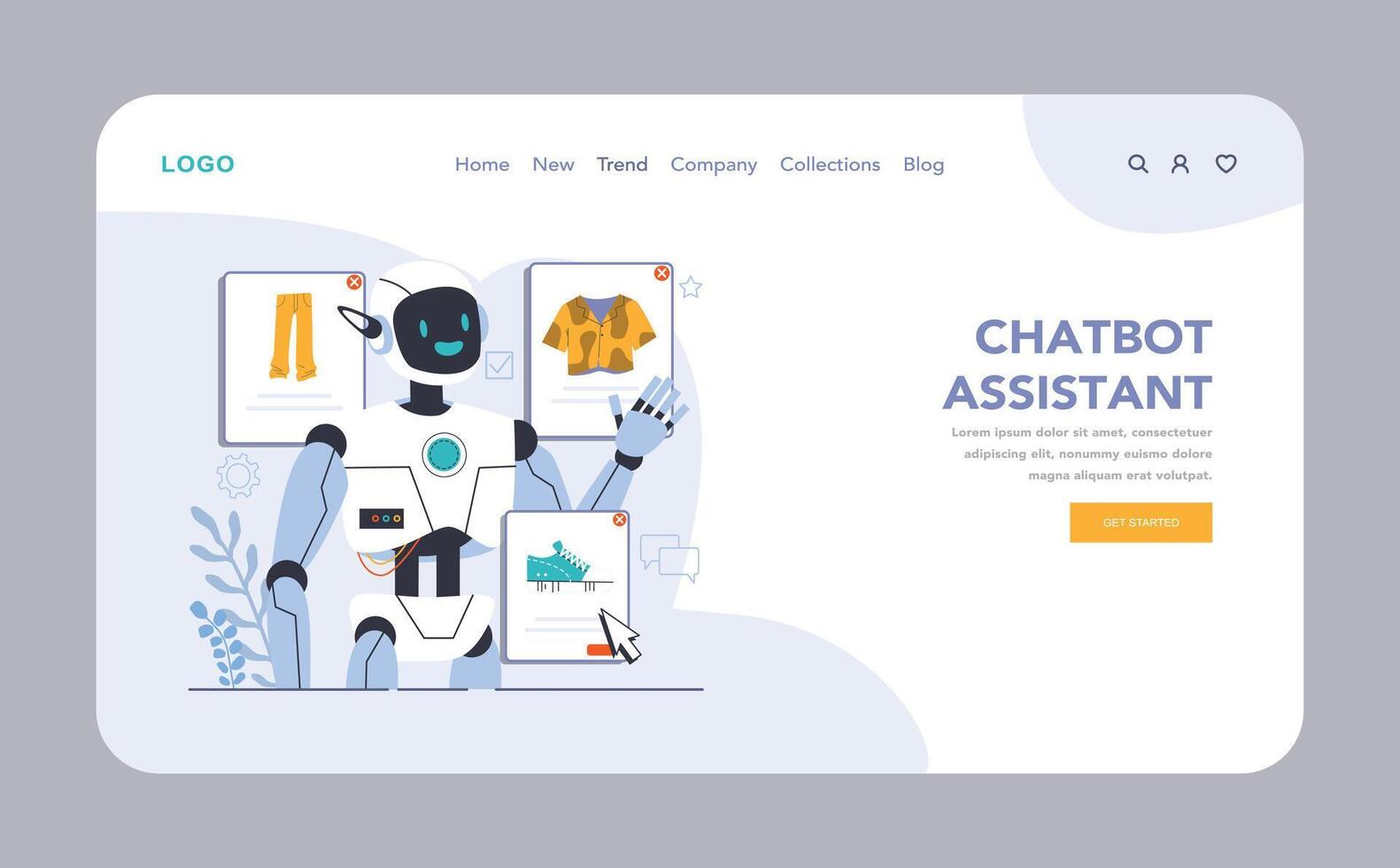 Chat bot web or landing. AI-powered customer service. Online ...