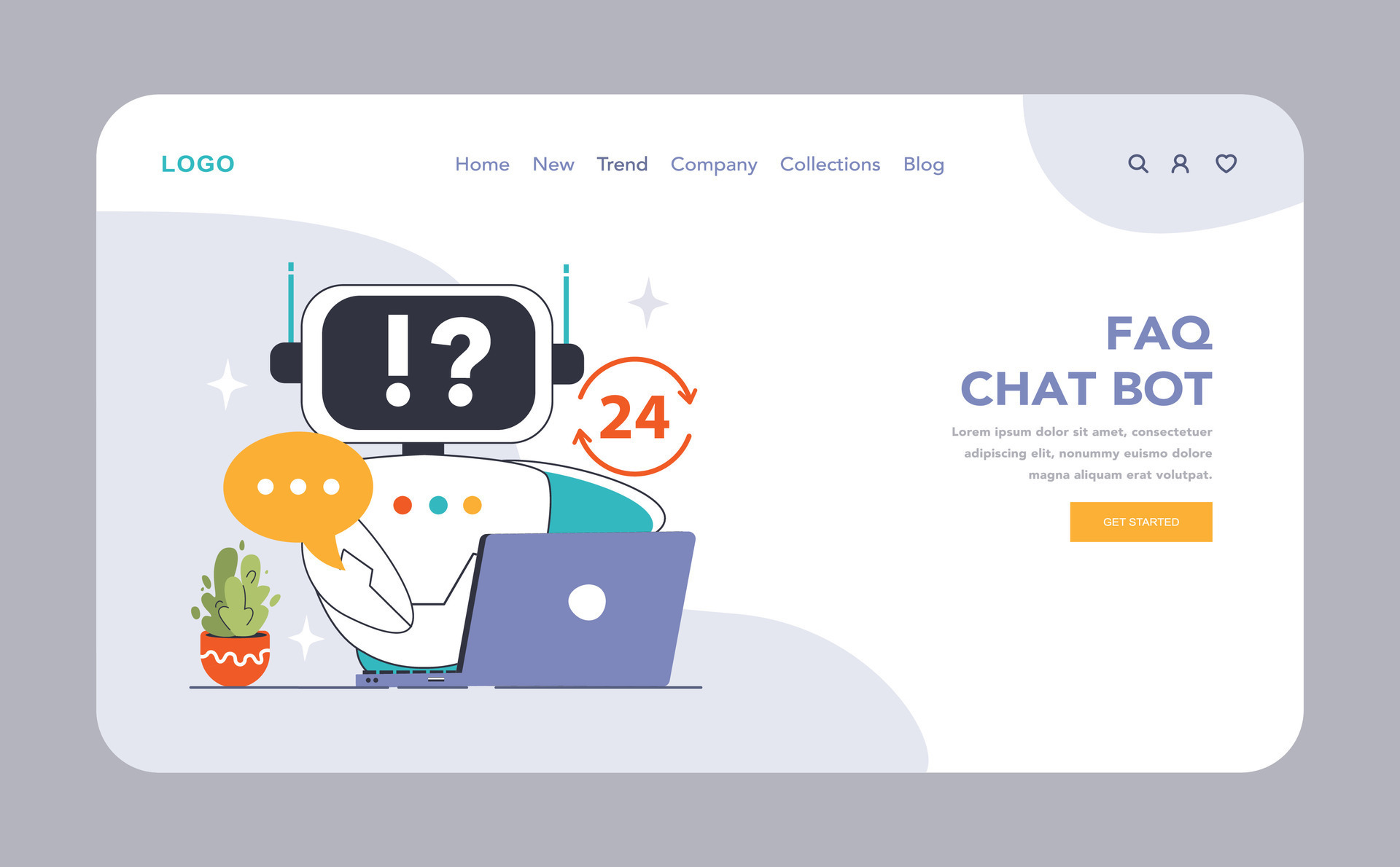 FAQ Chat Bot web or landing. A digital assistant ready for queries ...