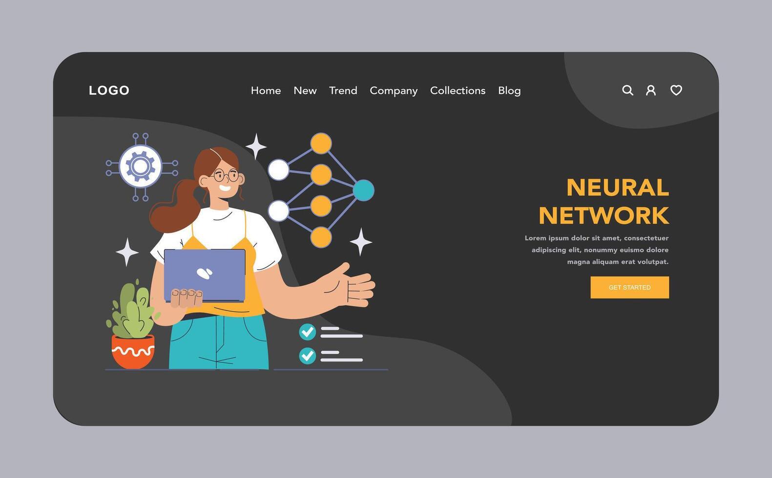 Neural Network concept. Flat illustration 45375225 Vector Art at Vecteezy Neural Network concept. Flat illustration 45375225 Vector Art at Vecteezy