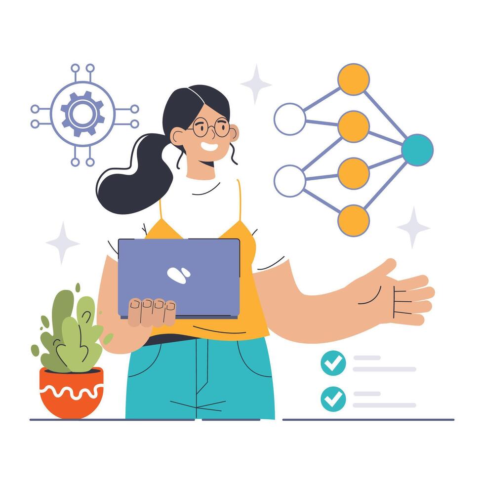 Neural Network concept. Flat illustration 45375243 Vector Art at Vecteezy Neural Network concept. Flat illustration 45375243 Vector Art at Vecteezy