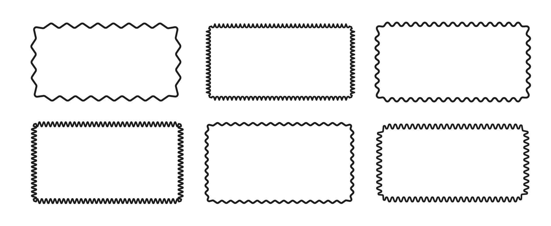 Set of rectangular frame borders with zigzag wavy edges isolated on ...