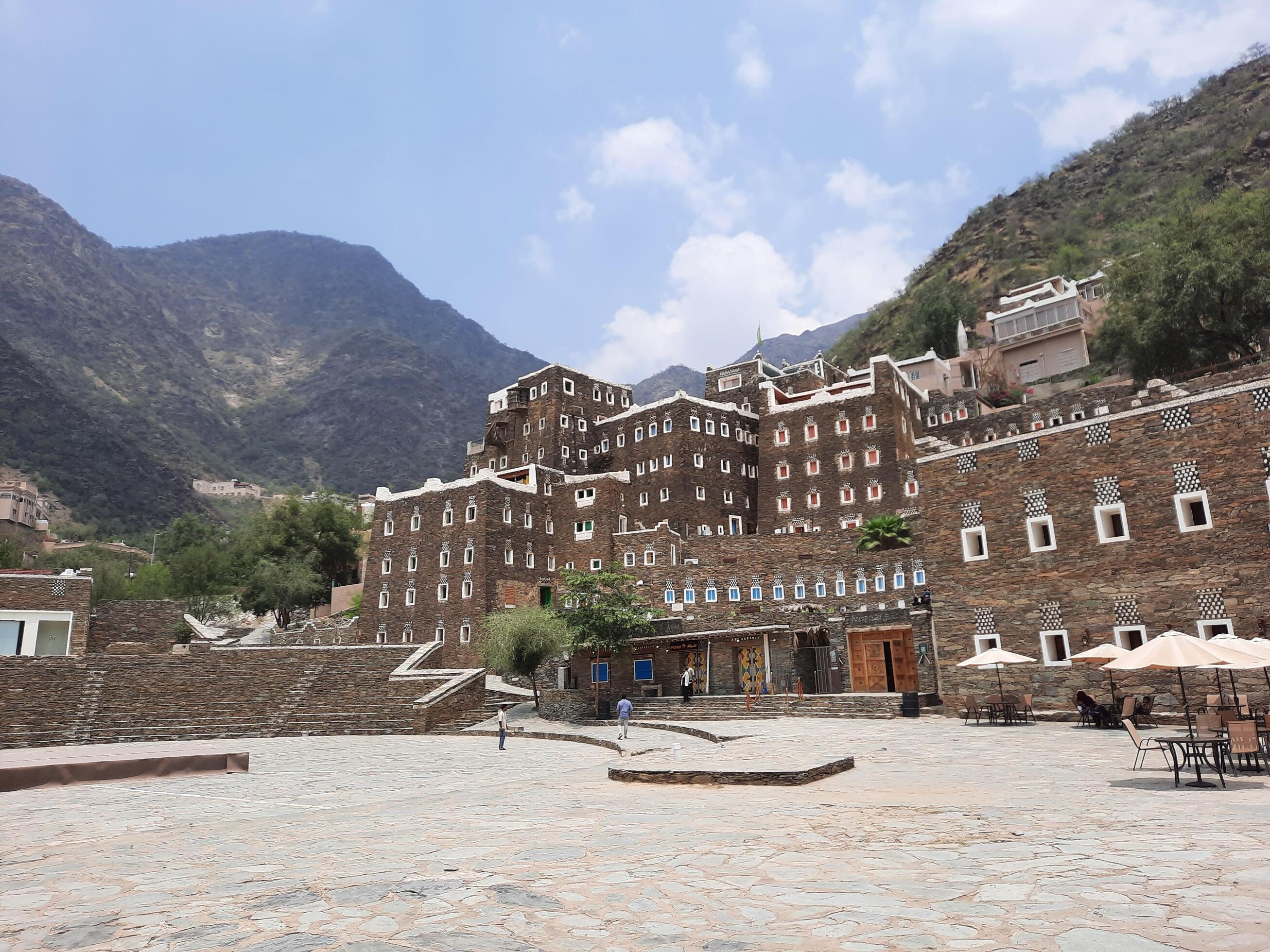 Asir, Saudi Arabia, 12 April 2024 - Beautiful daytime view of Rijal Almaa heritage village in ...