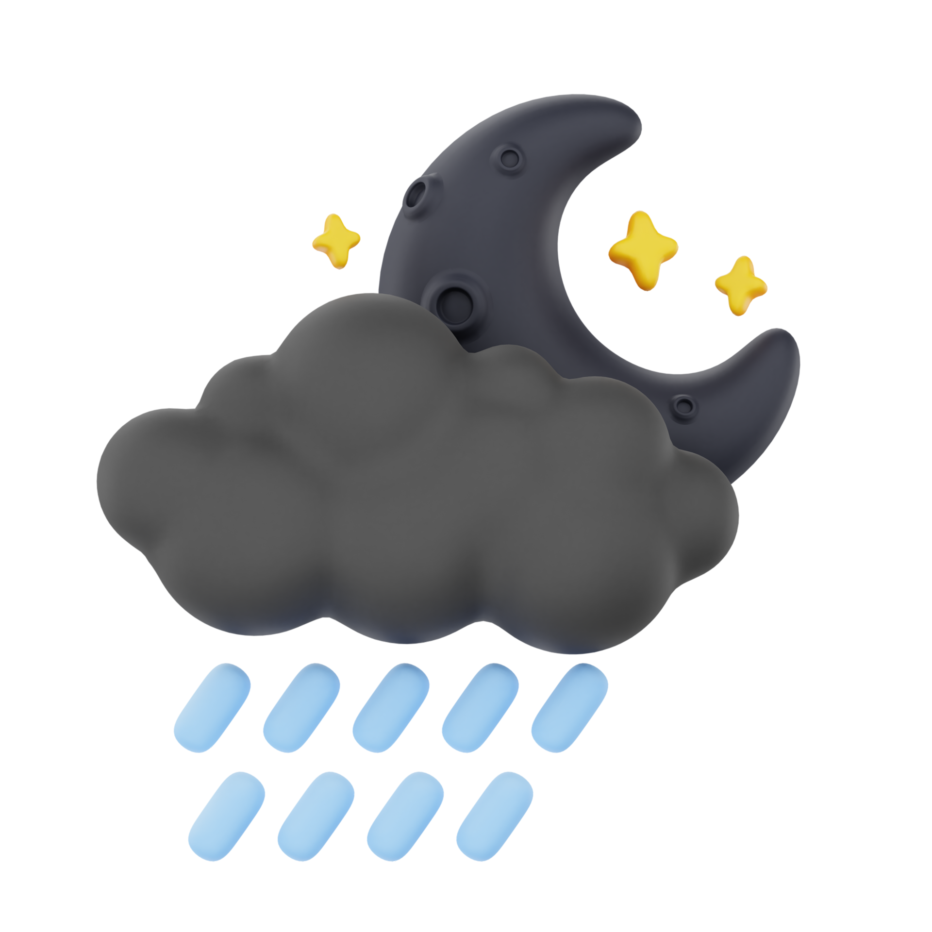 Heavy Rain Night 3d Render Weather Icons Set 45385720 Png