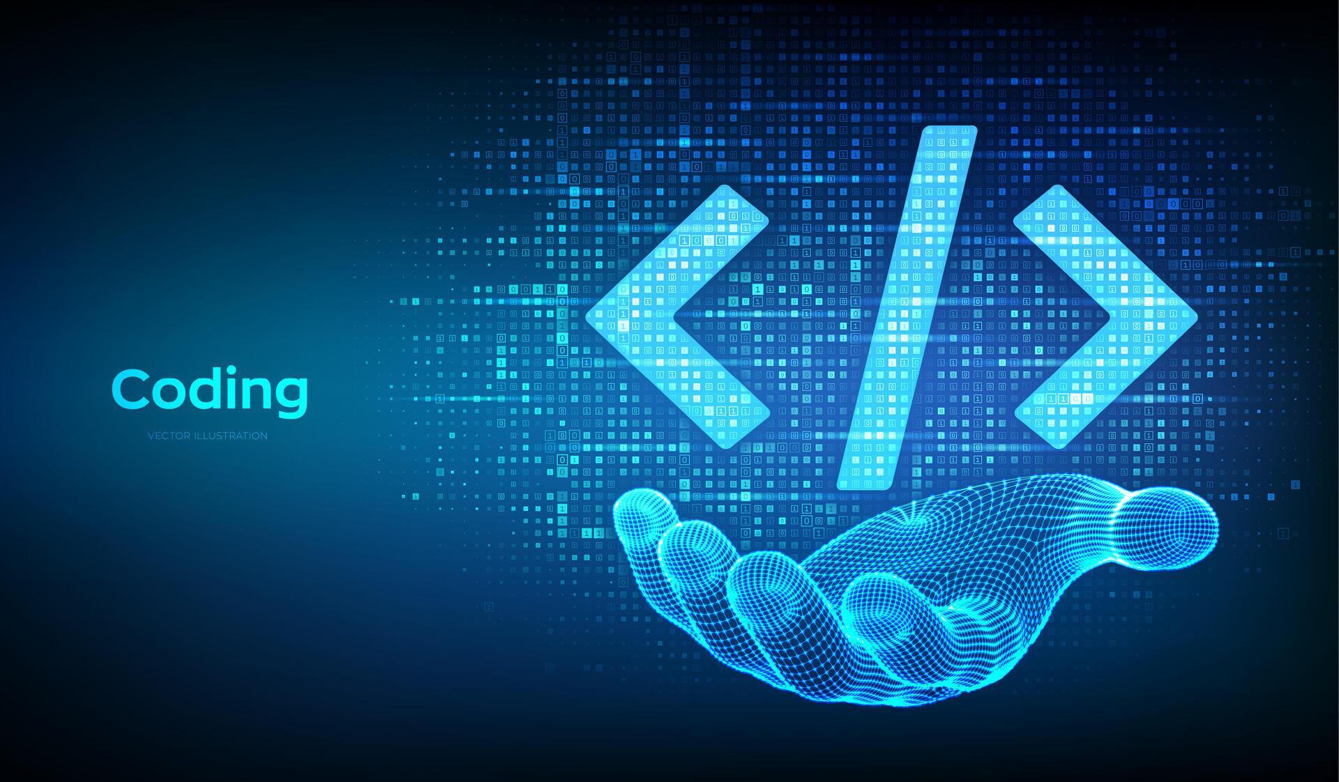 Programming Code Coding Or Hacker Sign Programming Code Icon Made With Binary Code In
