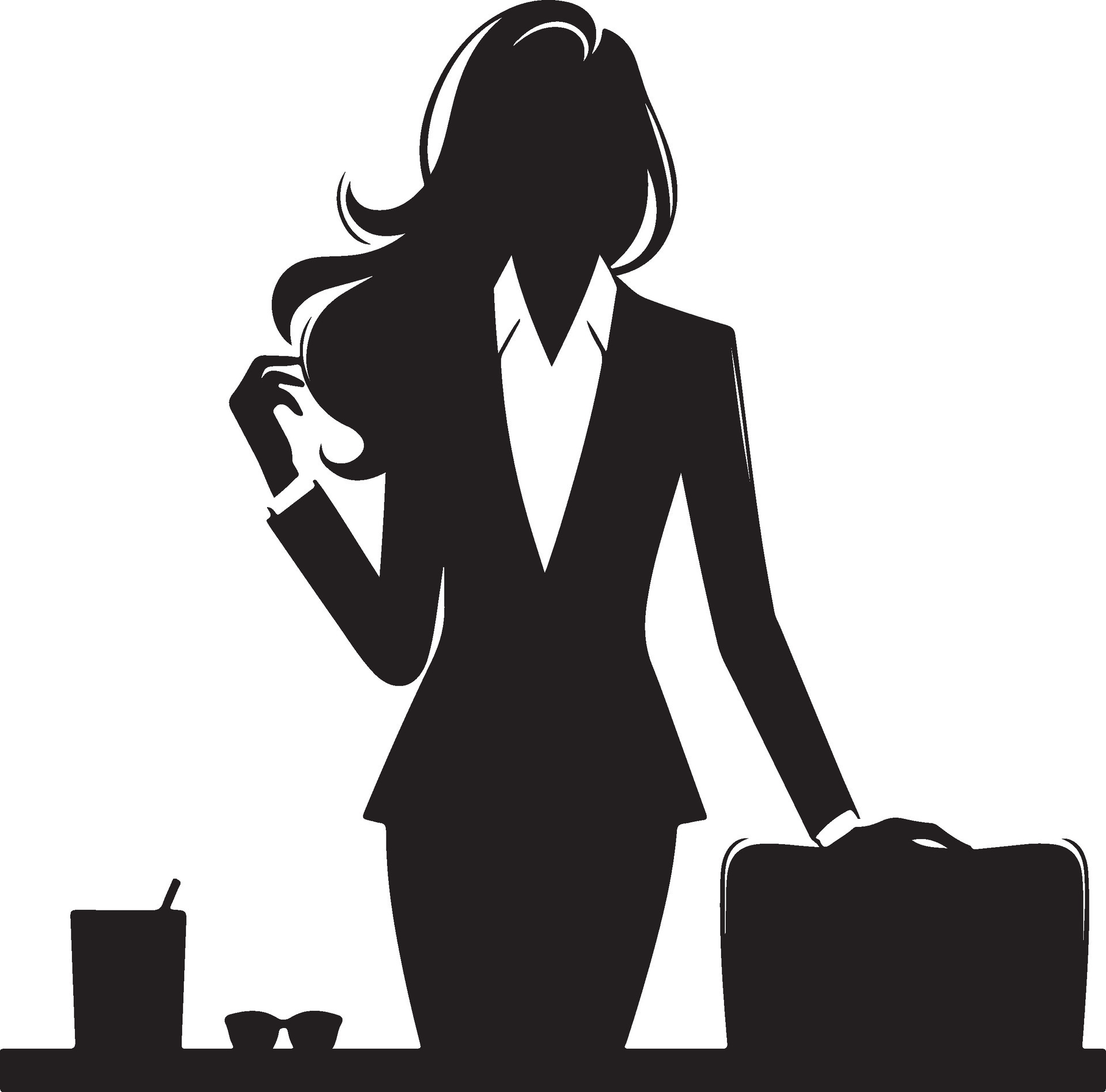 Business woman simple minimal black color silhouette 45386770 Vector ...