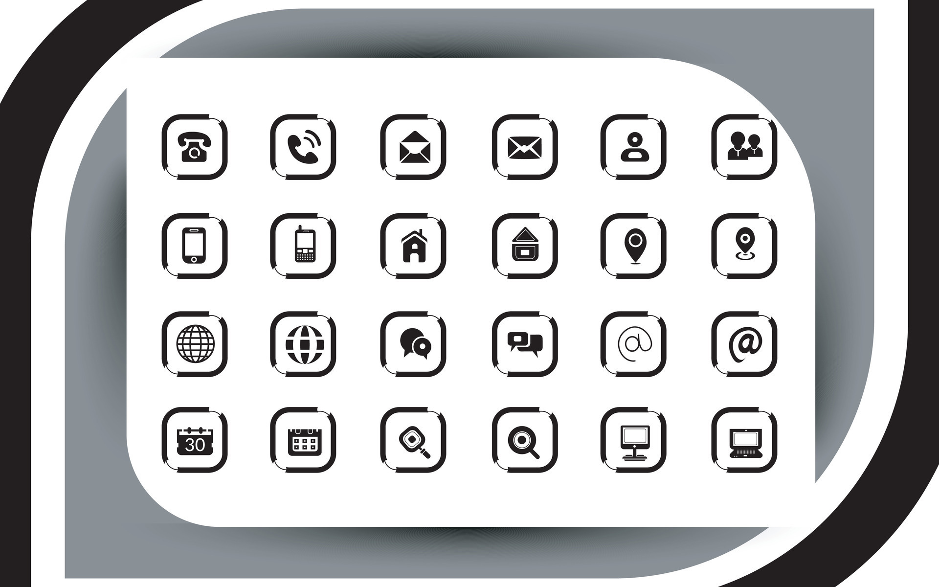 Contact related icon set, Essential Flat Stroke Circular Web Icon Set ...