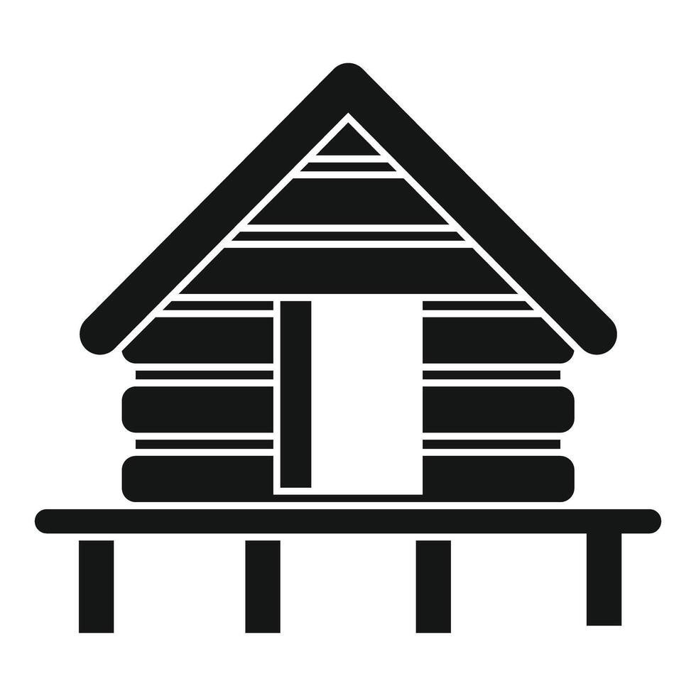 A simple black and white illustration of a log cabin, ideal for rustic ...