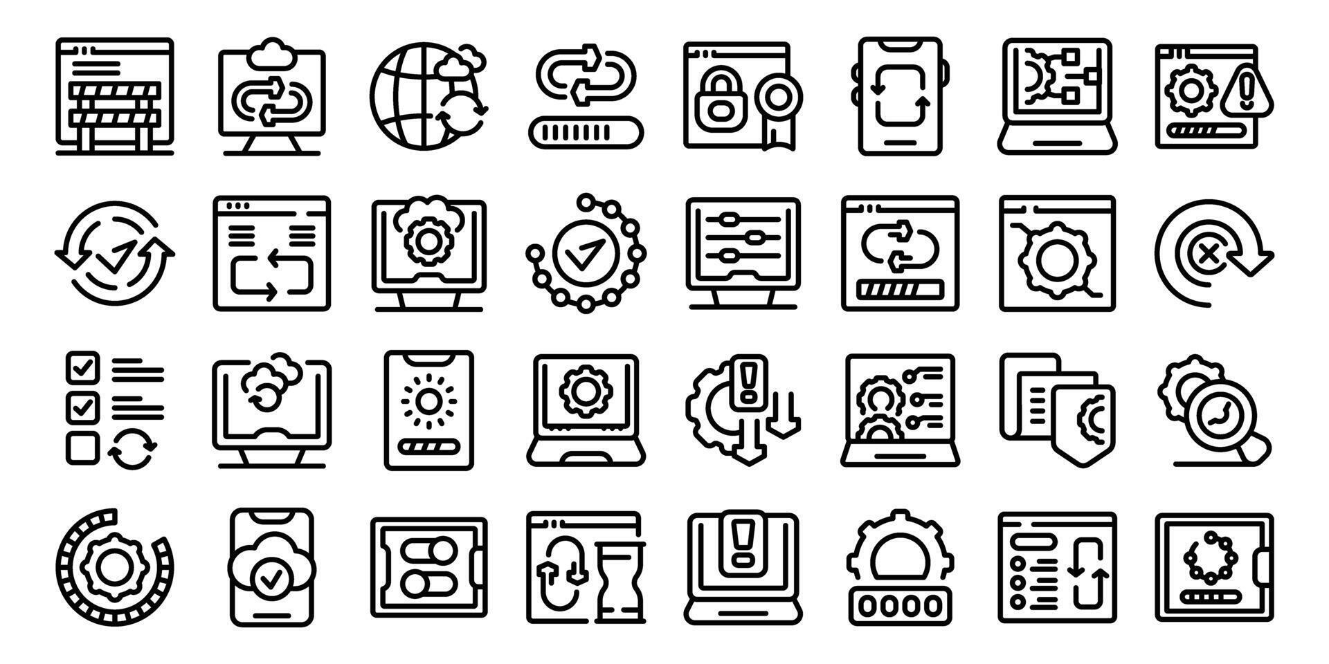 Update app software icon. A collection of icons for various computer ...